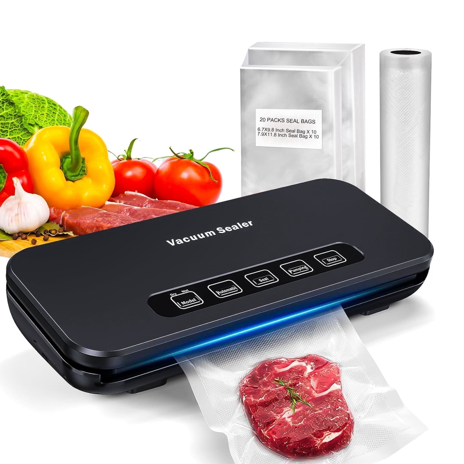 AGCAN Automatic Vacuum Sealer Machine, 85 Kpa Vacuum Sealer for Food ...
