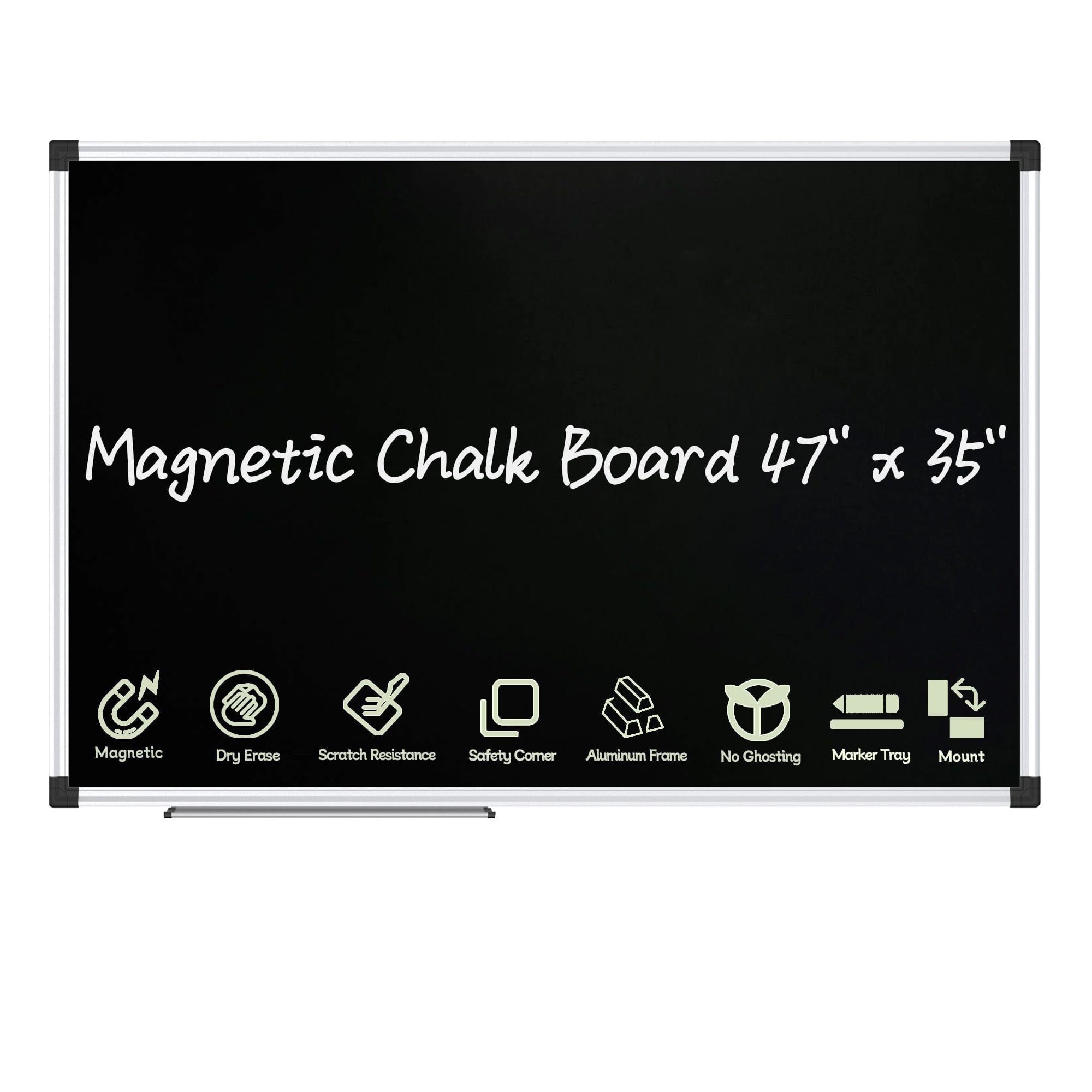 X BOARD Black Magnetic Chalkboard 47" x 35" Large Wall Dry Eraes ...