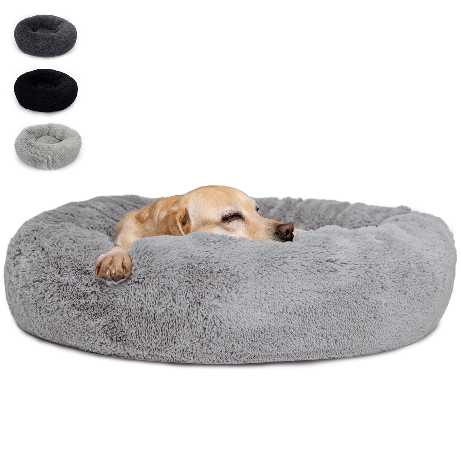 GOUWAN Calming Donut Dog and Cat Bed, 40" Plush Dog Bed Washable, Round ...