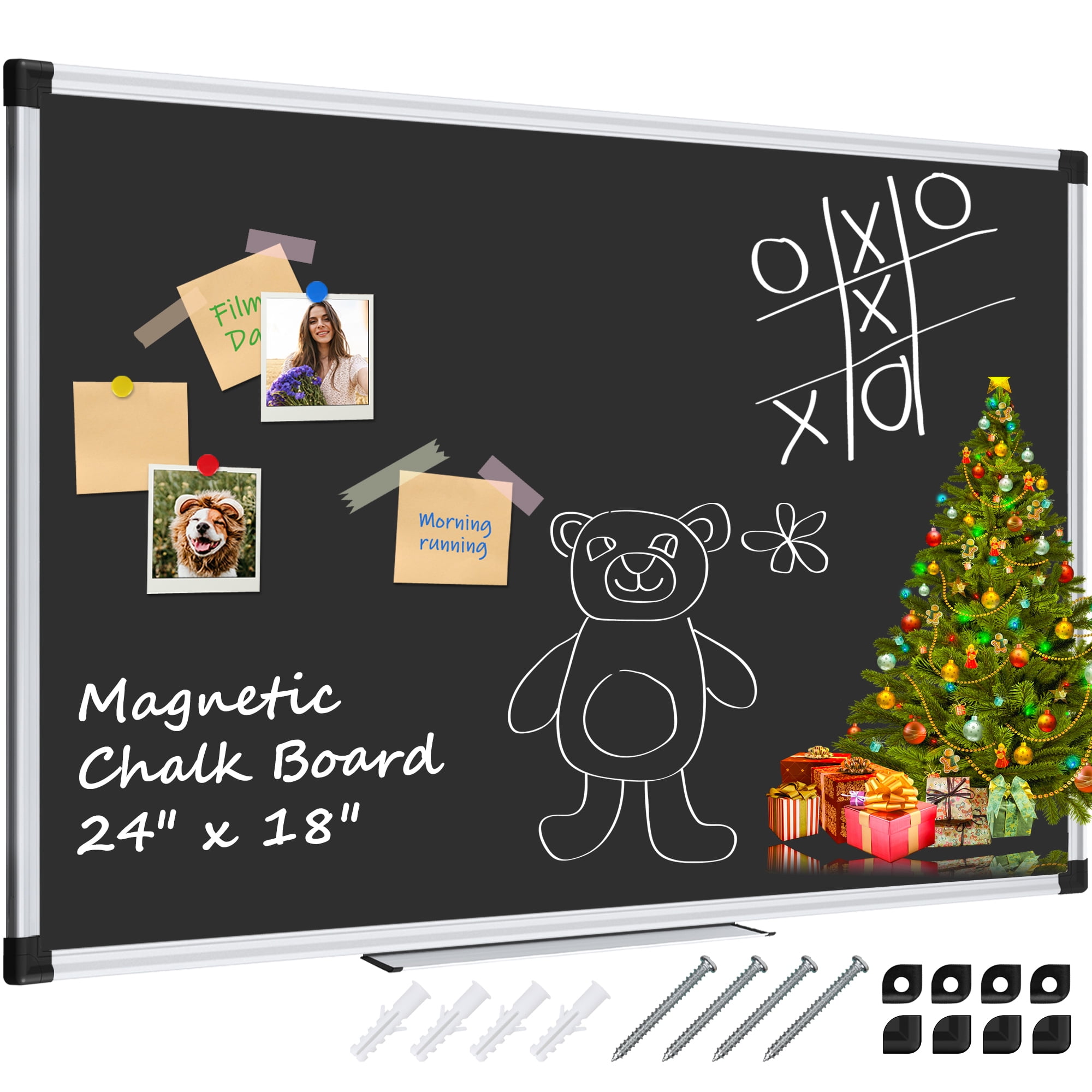 "X BOARD 24""x18"" Magnetic Chalkboard, Blackboard with Silver ...