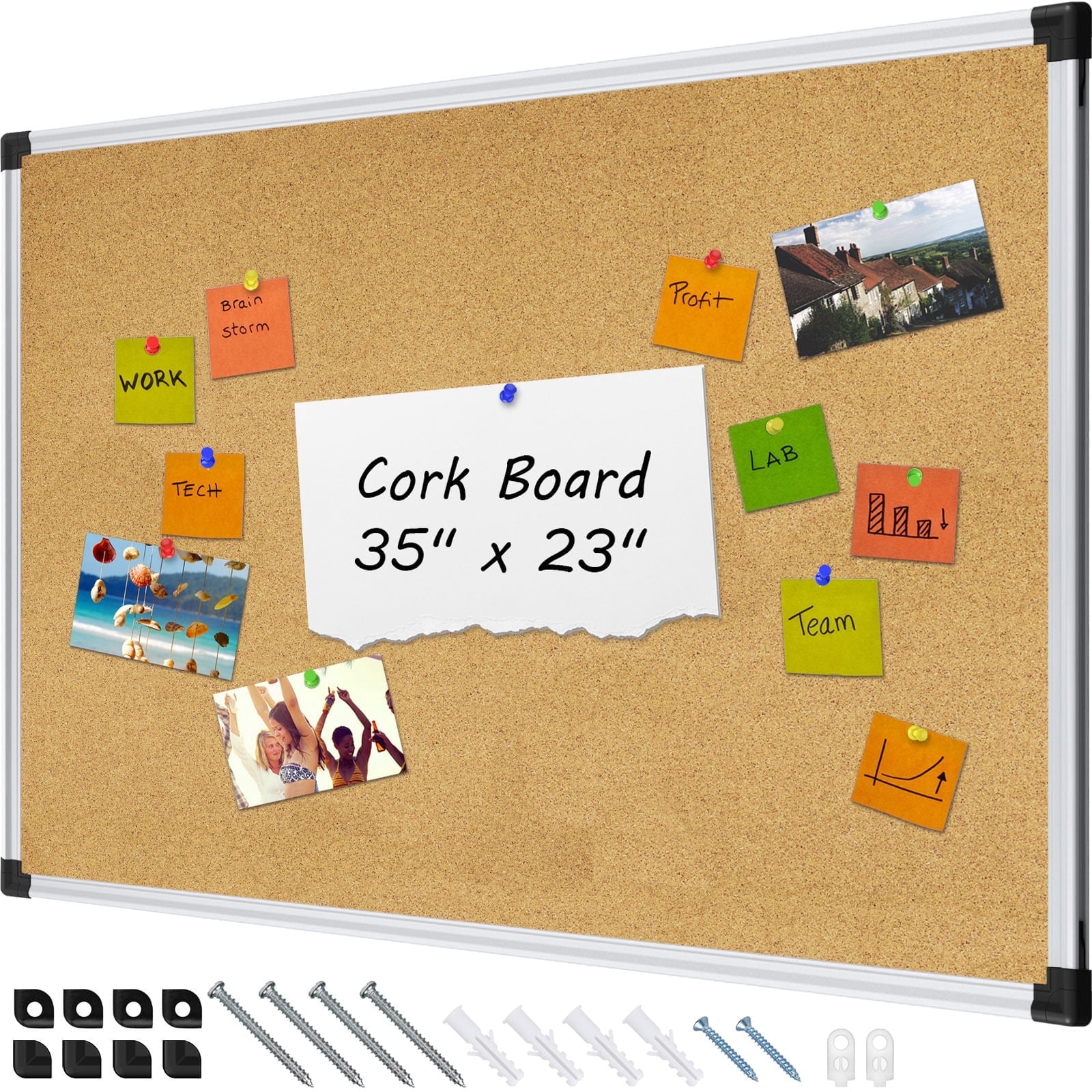 AGCAN Office Cork Board 35" x 23" Photo Bulletin Board Pin Board for ...