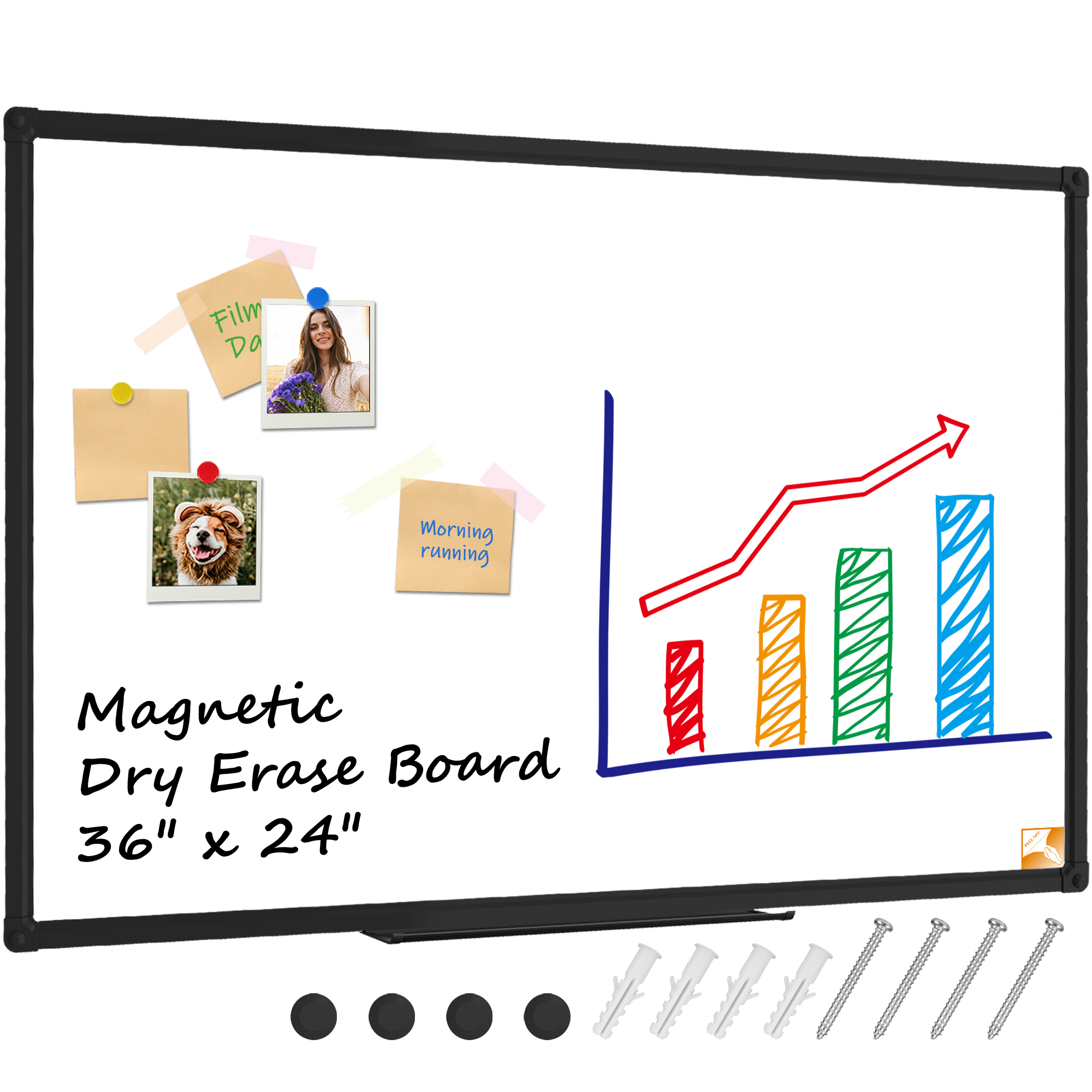 Zimtown Magnetic Dry Erase Board, 24" x 16" Single Sided Writing ...