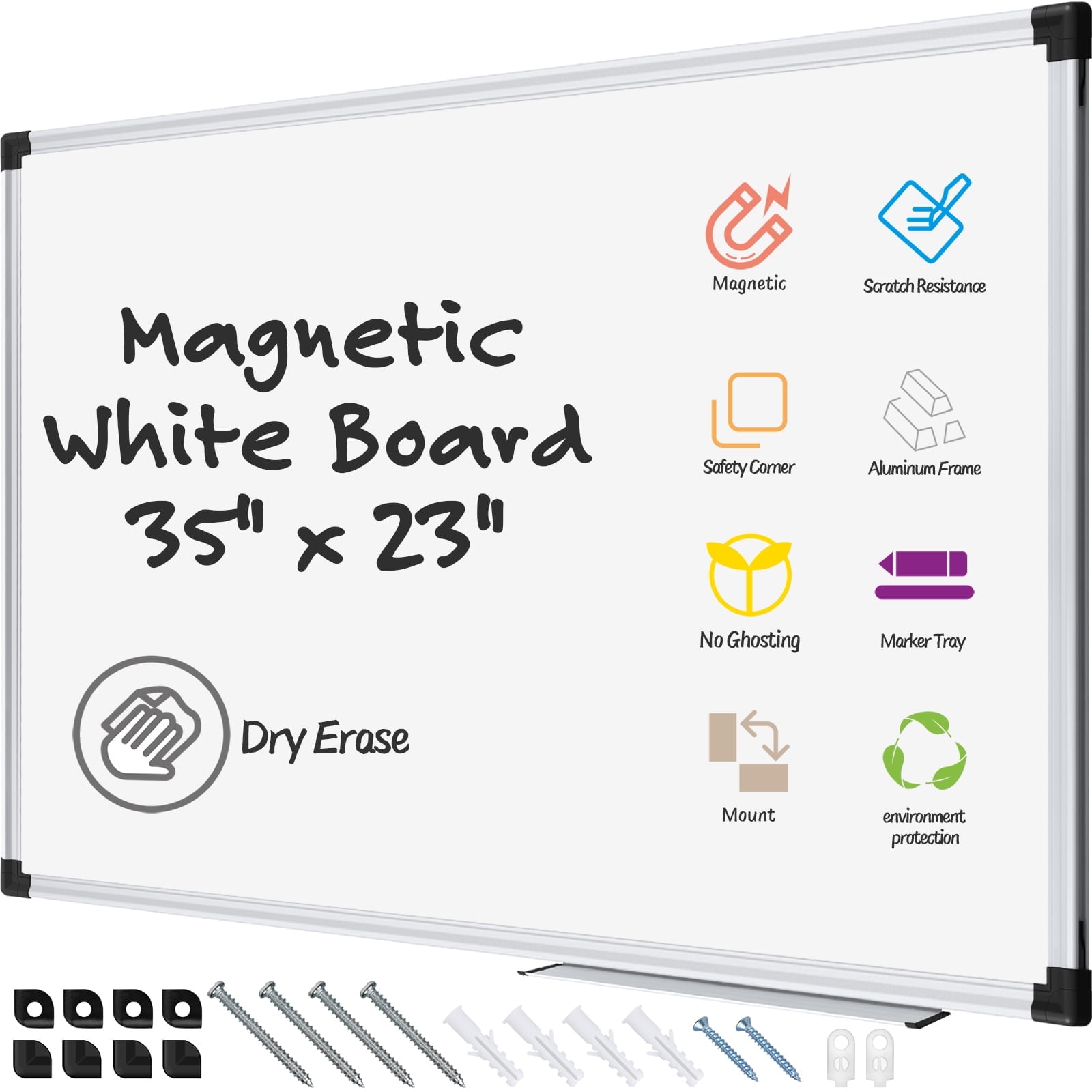 "X BOARD 35"" x 23"" Magnetic Dry Erase White Board for Office, Home ...