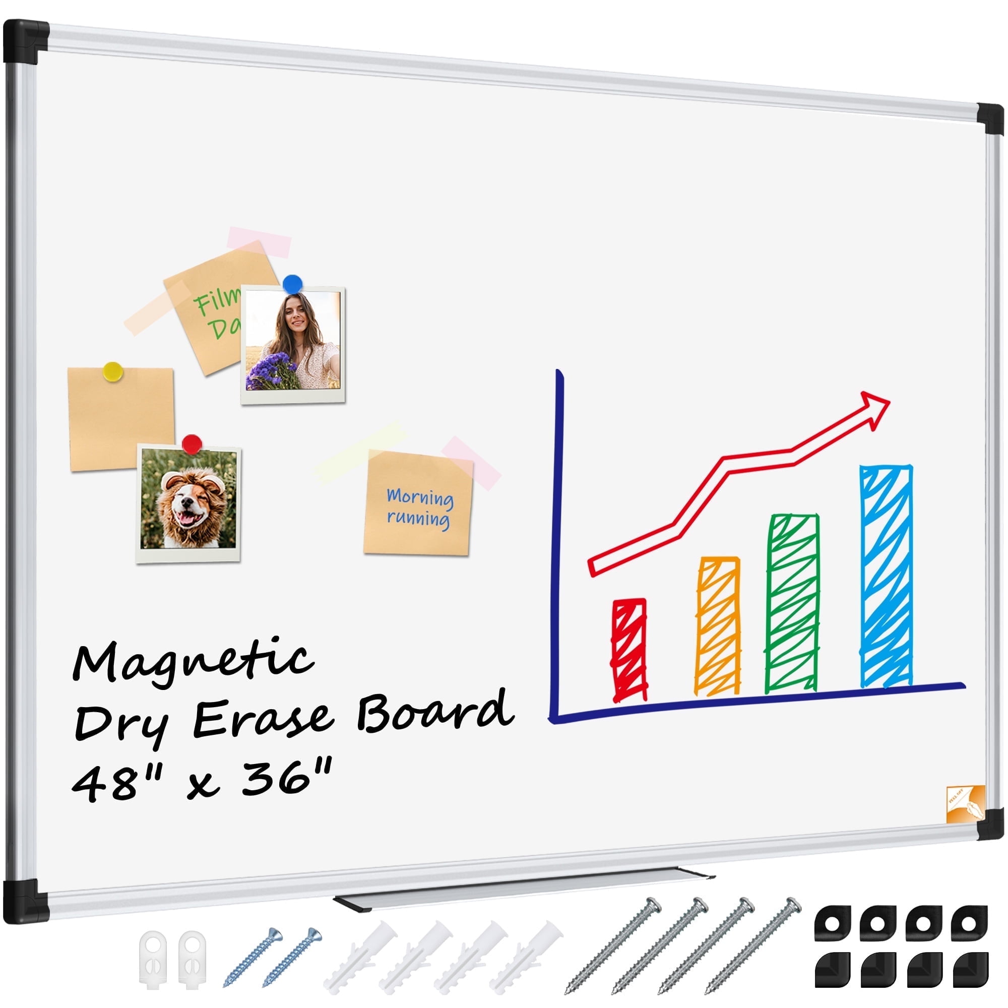 "X BOARD White Board Dry Erase Long Whiteboard for Wall, 48"" x 36 ...