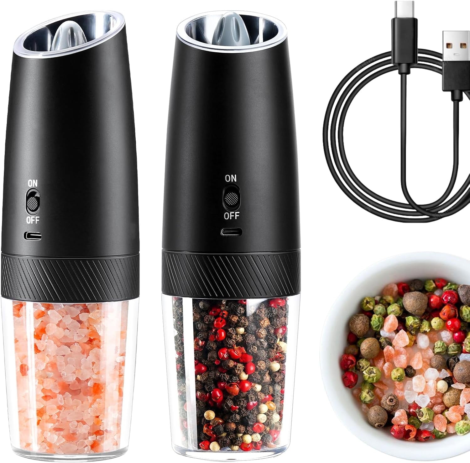 X BOARD Gravity Electric Salt and Pepper Grinder Set, Rechargeable ...