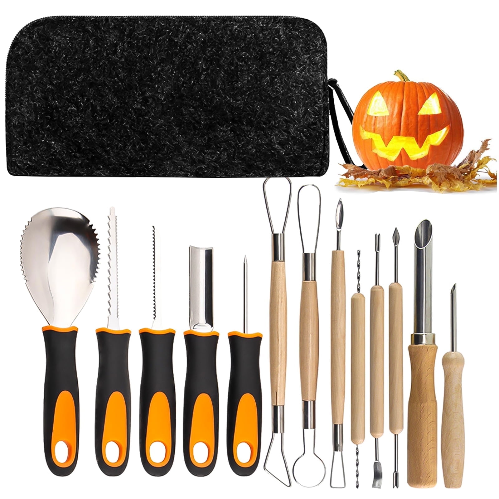 AGCAN Halloween Pumpkin Carving Kit, 14 PCS Professional Pumpkin ...