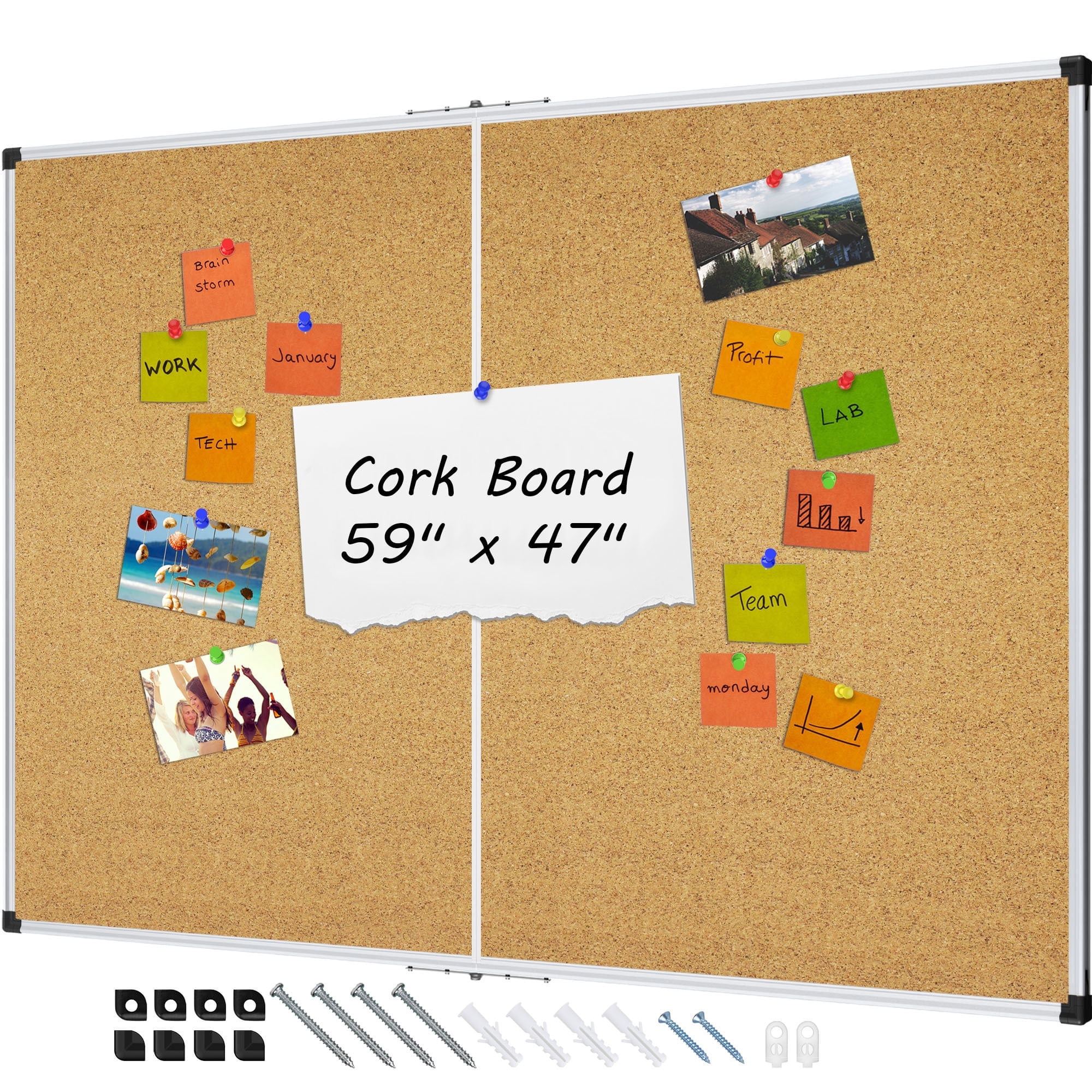 X BOARD Big Bulletin Board 59" x 47" Decorative Cork Board for Wall ...