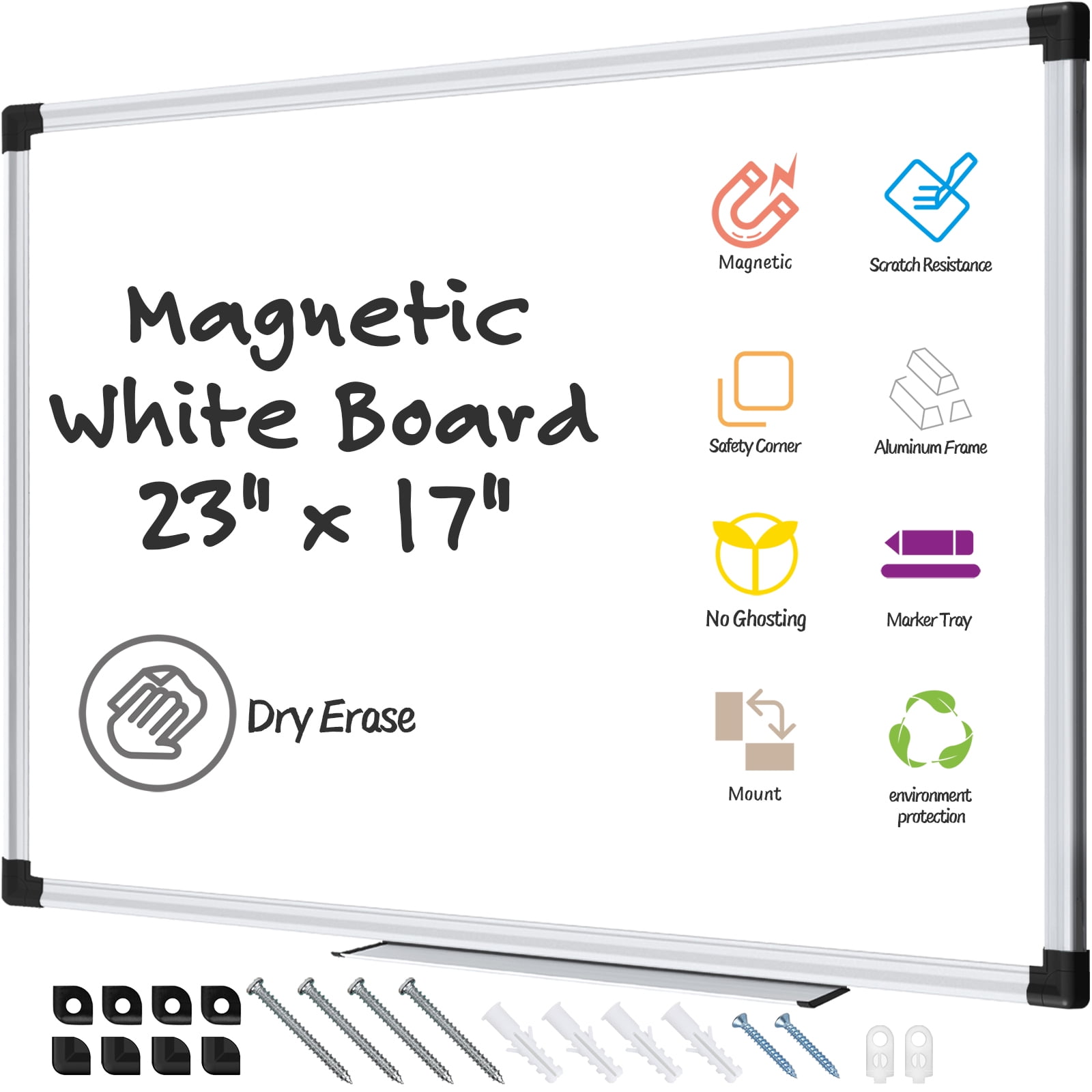 X BOARD Magnetic White Board 23" x 17" Kid Dry Erase Marker Board Small ...