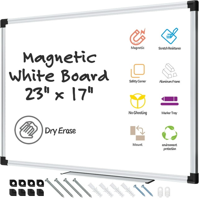 X BOARD Small Dry Erase Board 23" x 17" Magnetic White Board for Kids ...