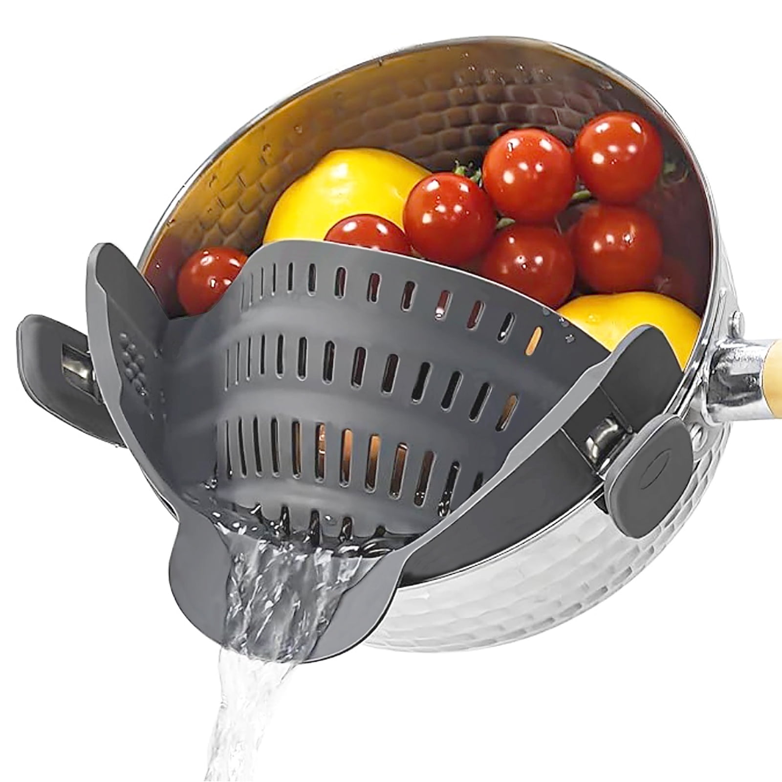 AGCAN Silicone Clip-On Pasta Strainer for Pots and Pans, Collapsible ...