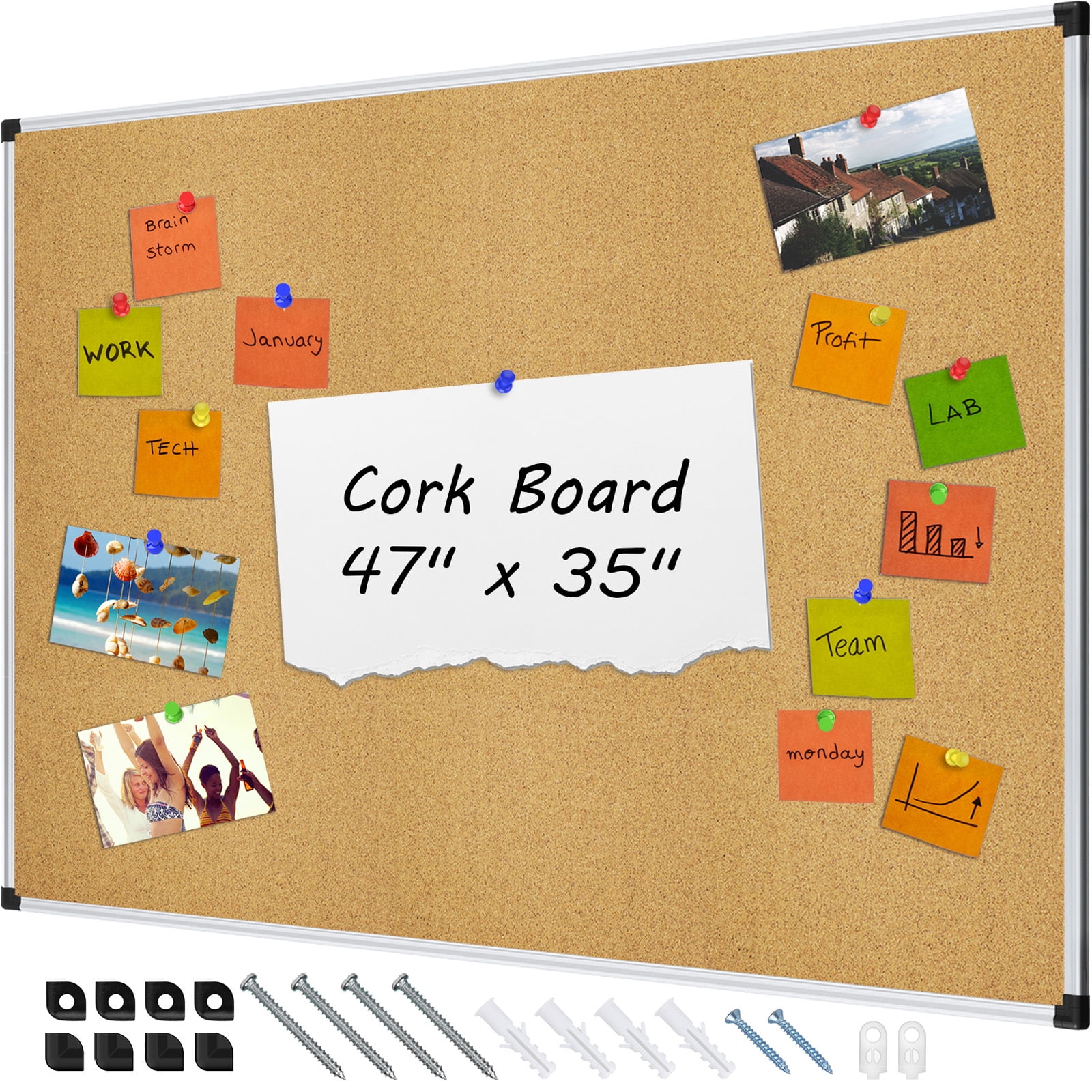 Free Shipping! X BOARD Push Pin Cork Board 47" x 35" Picture Bulletin ...