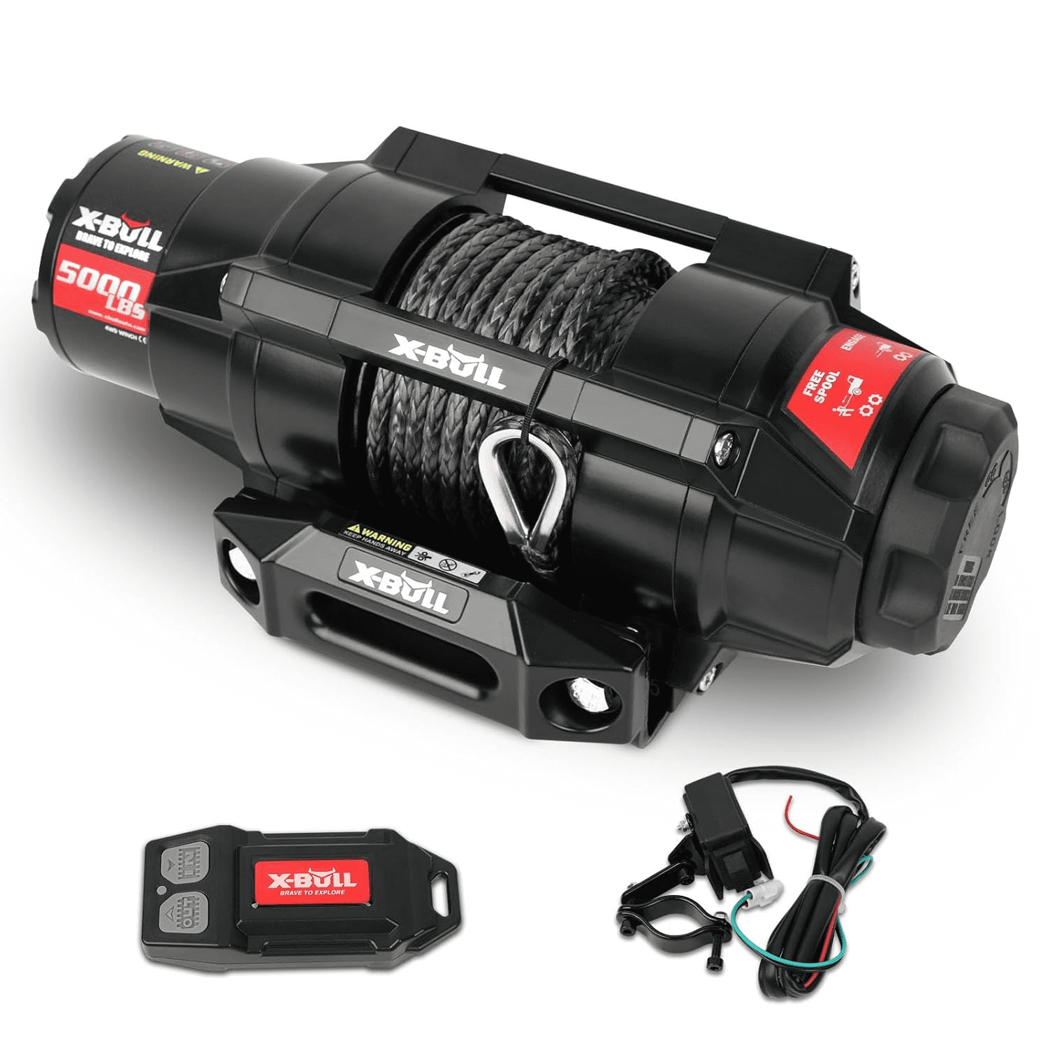 X-BULL 12v 5000LBS Electric Winch 2 in 1 Wireless Remote Synthetic Rope ...