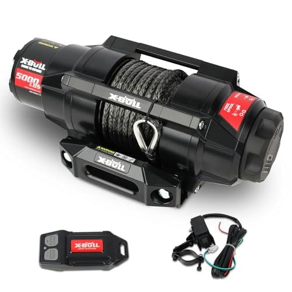 X-BULL 5000lbs Electric Winch - 12V DC Power Waterproof Synthetic Rope ...