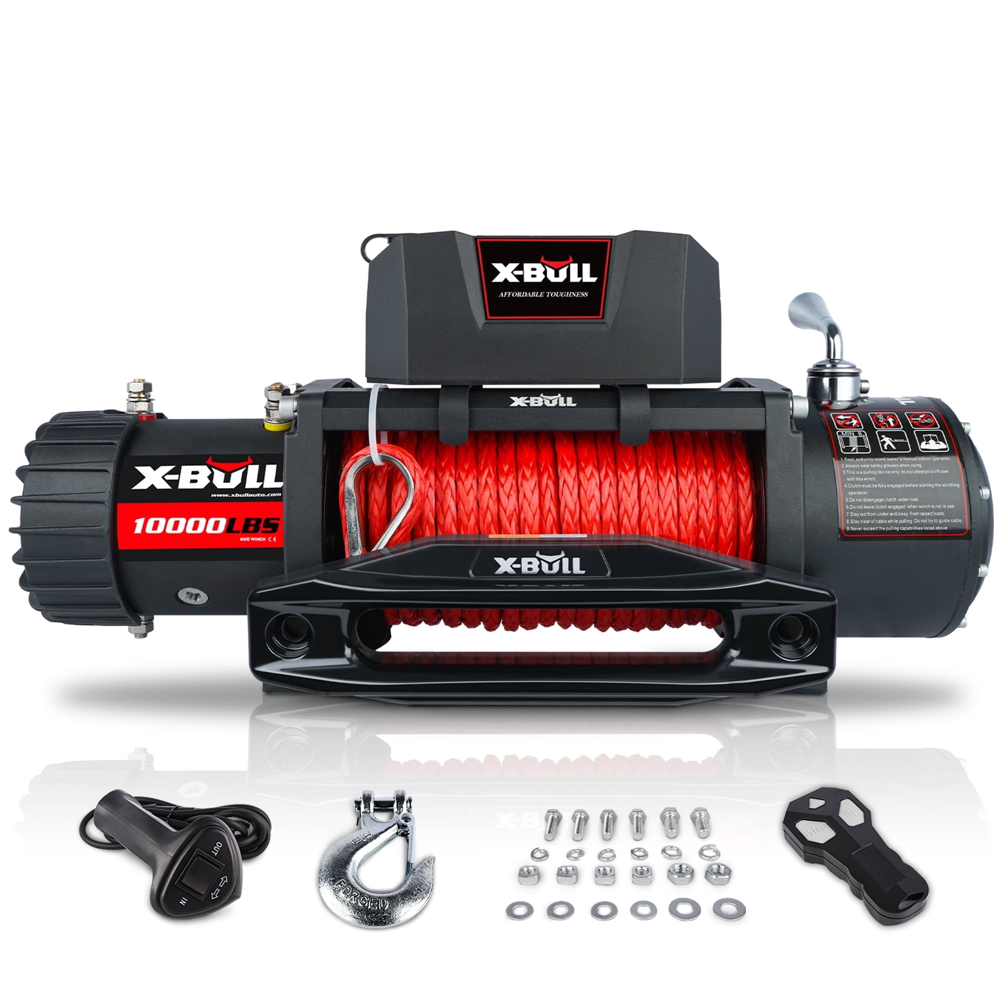 Free Shipping! X-BULL Electric Winch 12V 10000lb Synthetic Rope Winch ...