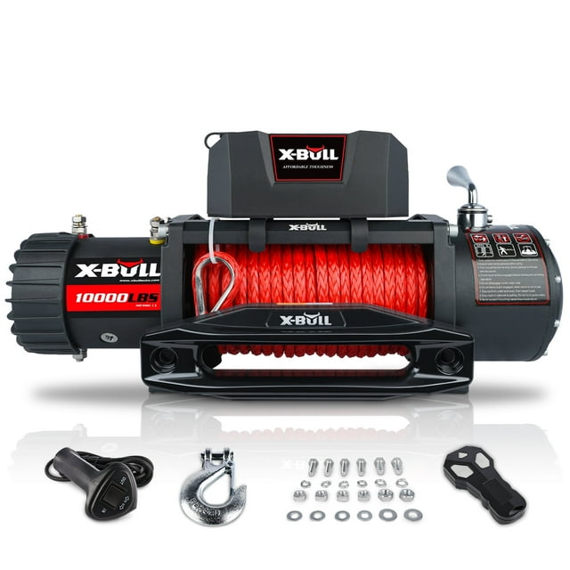 Free Shipping! X-BULL Electric Winch 12V 10000lb Synthetic Rope Winch Waterproof with Wireless ...