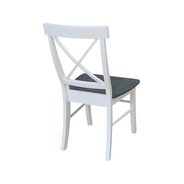 Boston X-Back Chair for Dining Room with Faux Leather Seat - White ...