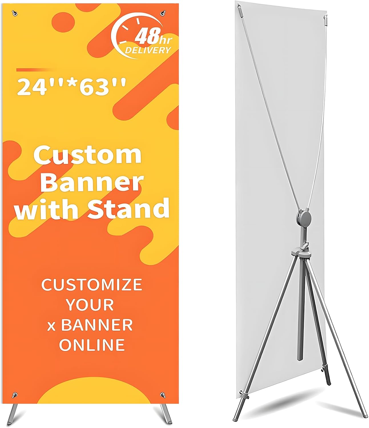 X Banner 24" x 63" with X Stand, Banners and Signs ize, Retractable ...