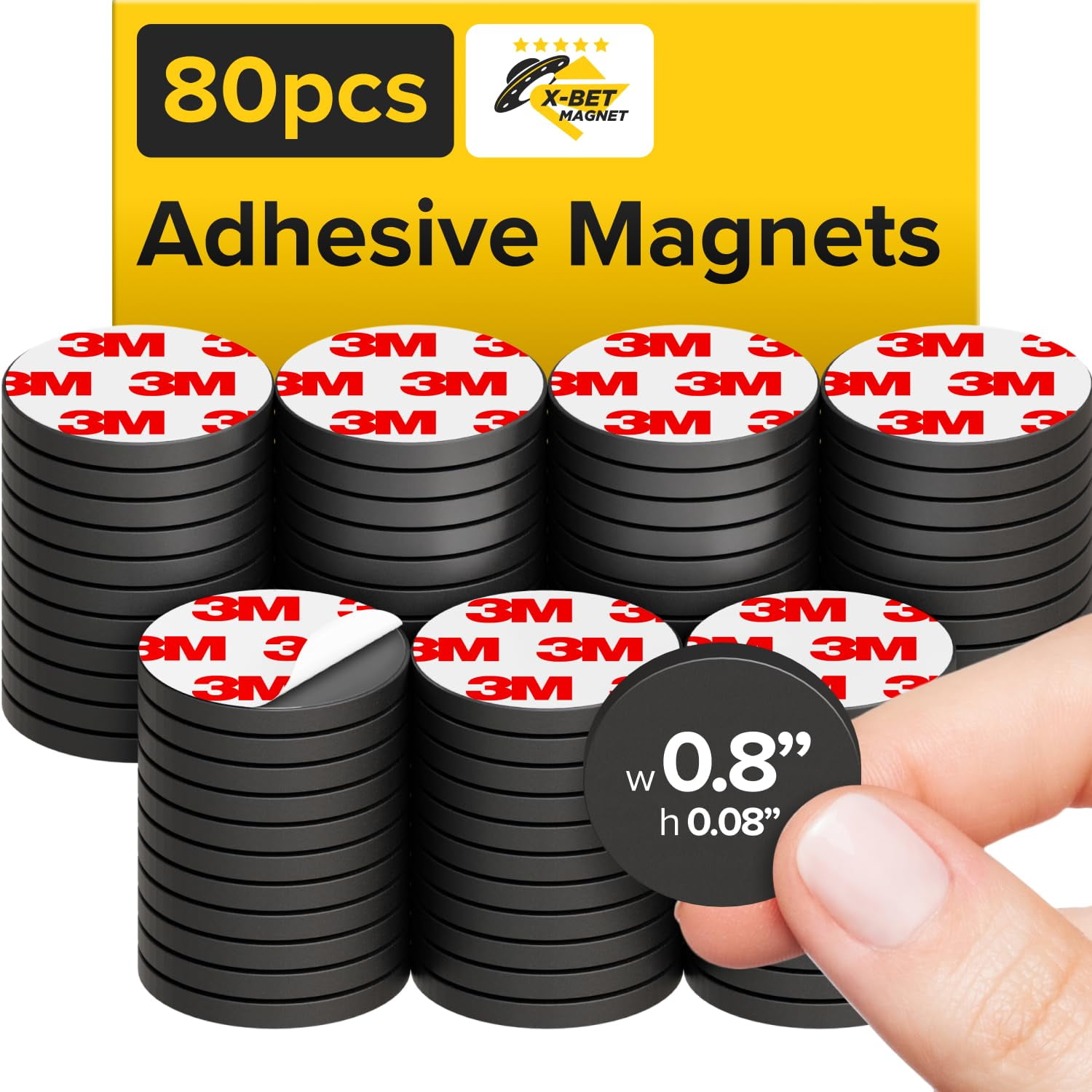 "X-Bet Magnetic Dots, 0.8""x0.8"", 80 PCS, Small Adhesive Discs for ...