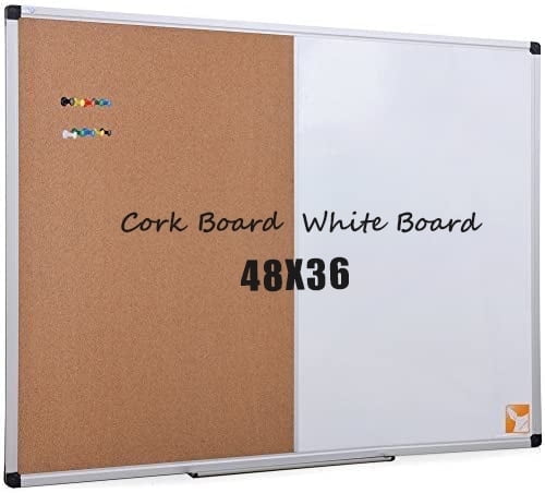X Board Combination Whiteboard Bulletin Cork Board 48x36 Combo White ...