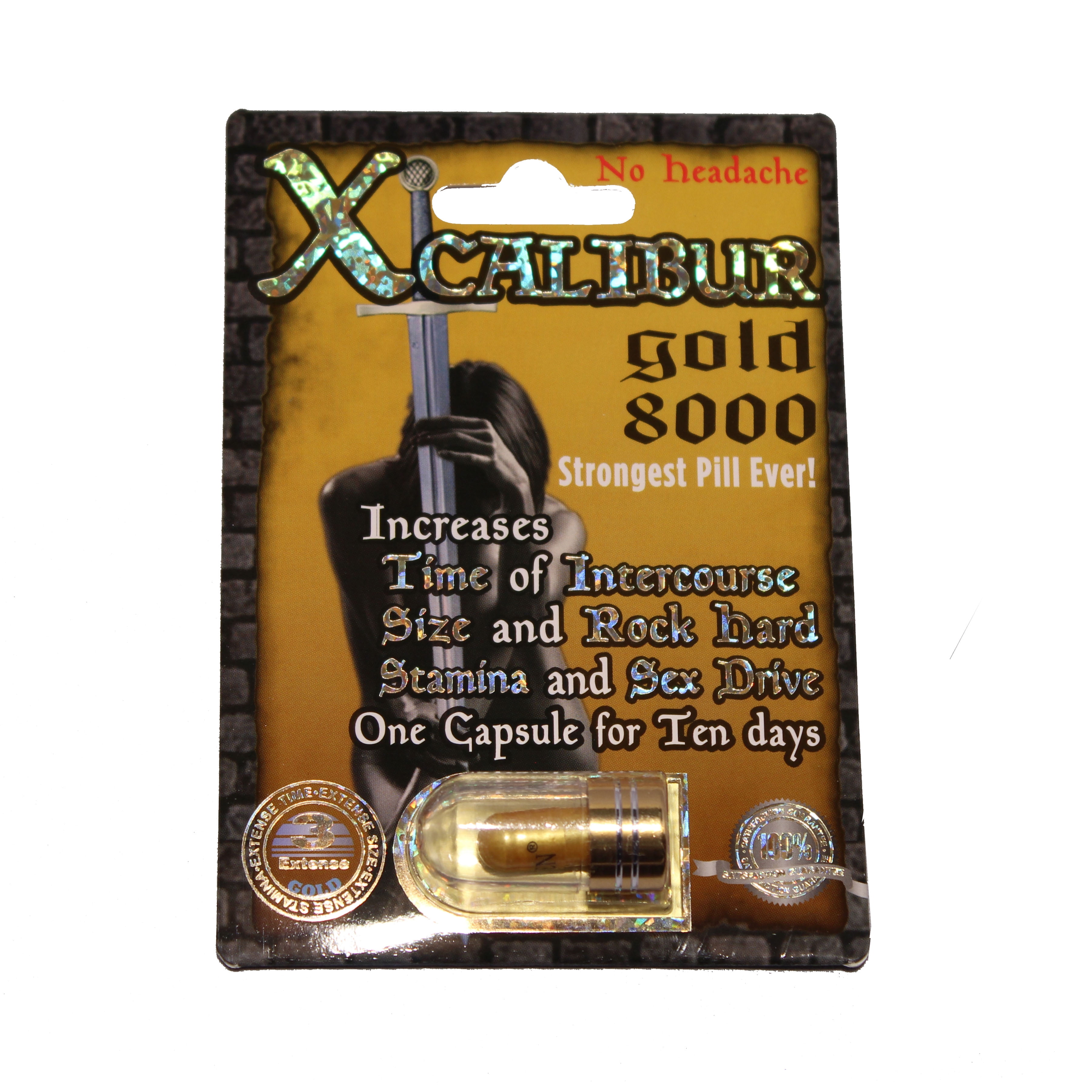 Xcalibur Gold 8000 Capsules, 2 Count, Lasts Up to 10 Days, Adult ...
