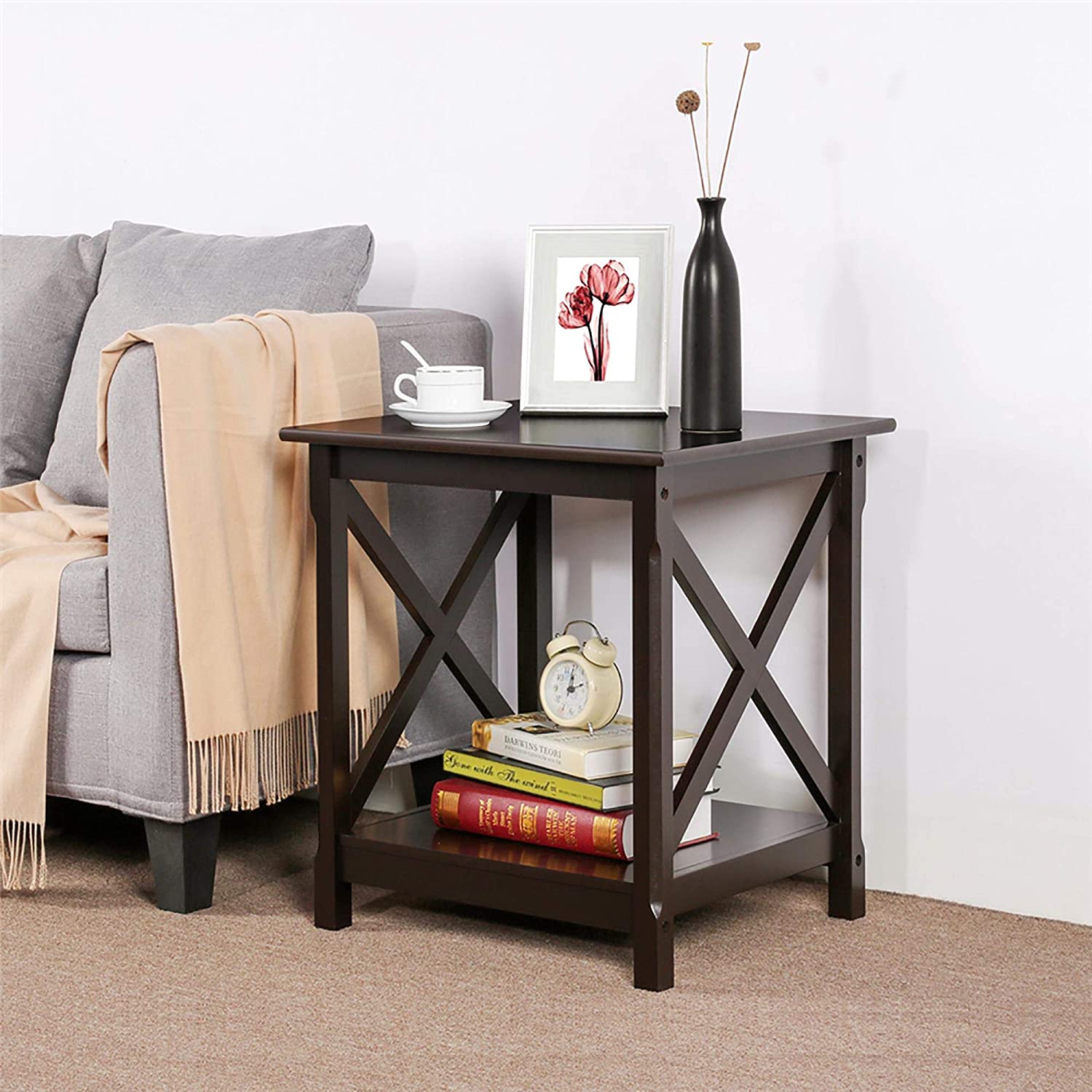 X-Design End Tables Set of 2, Sofa Side Table with Storage Shelf, 2 ...