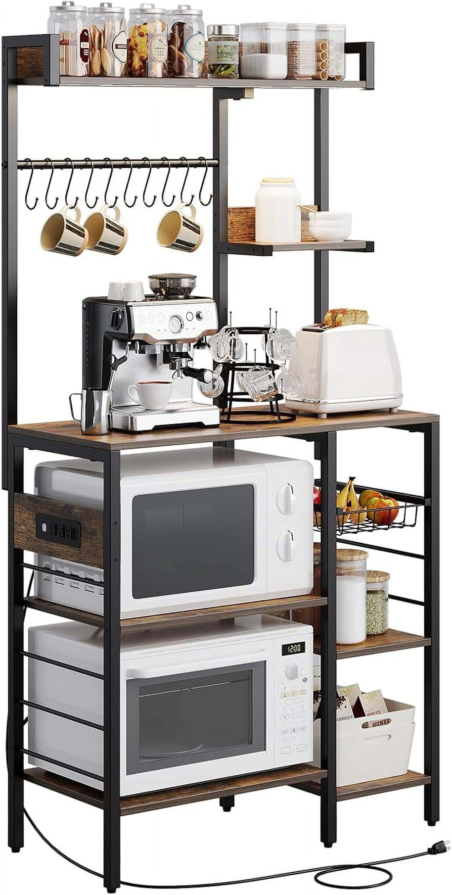 X Designed Kitchen Rack with Led Lights, Power Outlet and Wire Basket ...