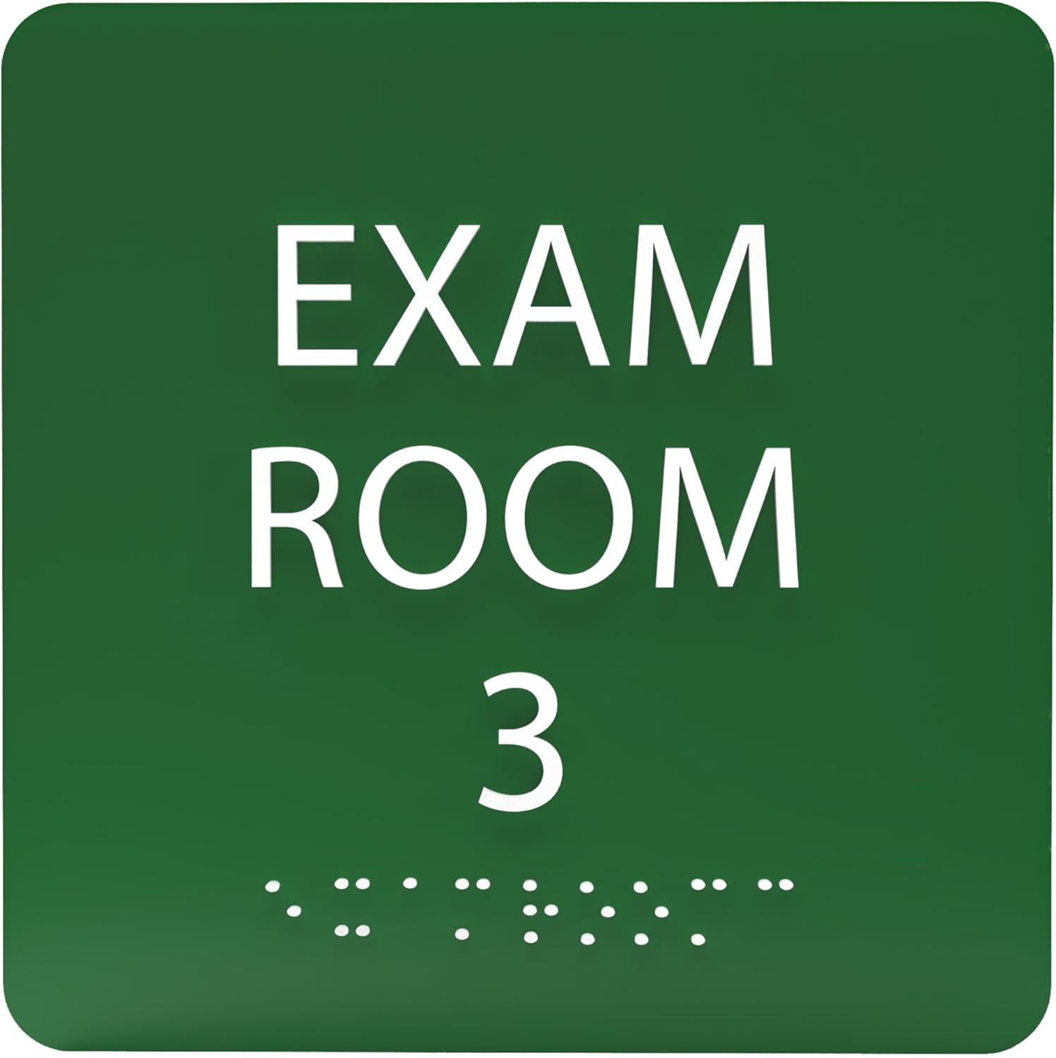 X Exam Room 3 Sign - Compliant Tactile Grade 2 Braille Text Wall ...