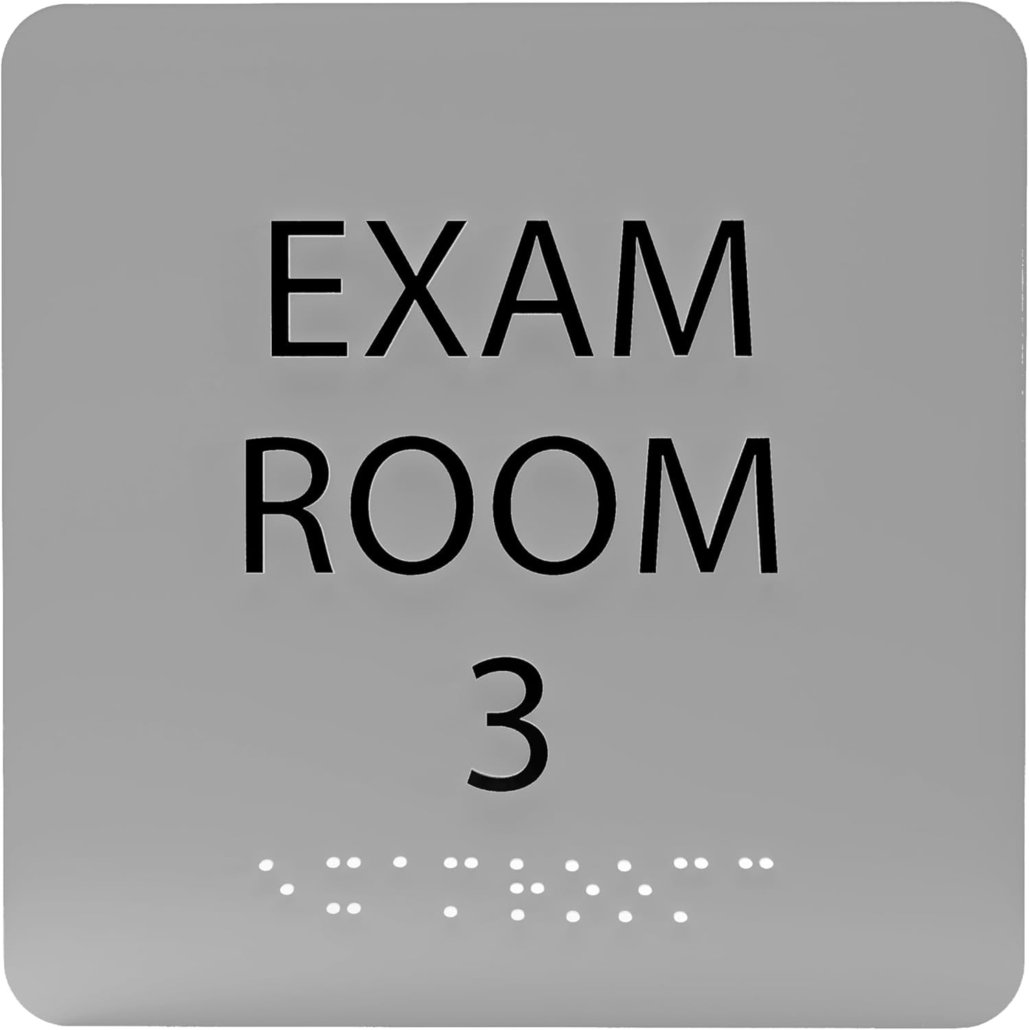 X Exam Room 3 Sign - Compliant Tactile Grade 2 Braille Text Wall ...