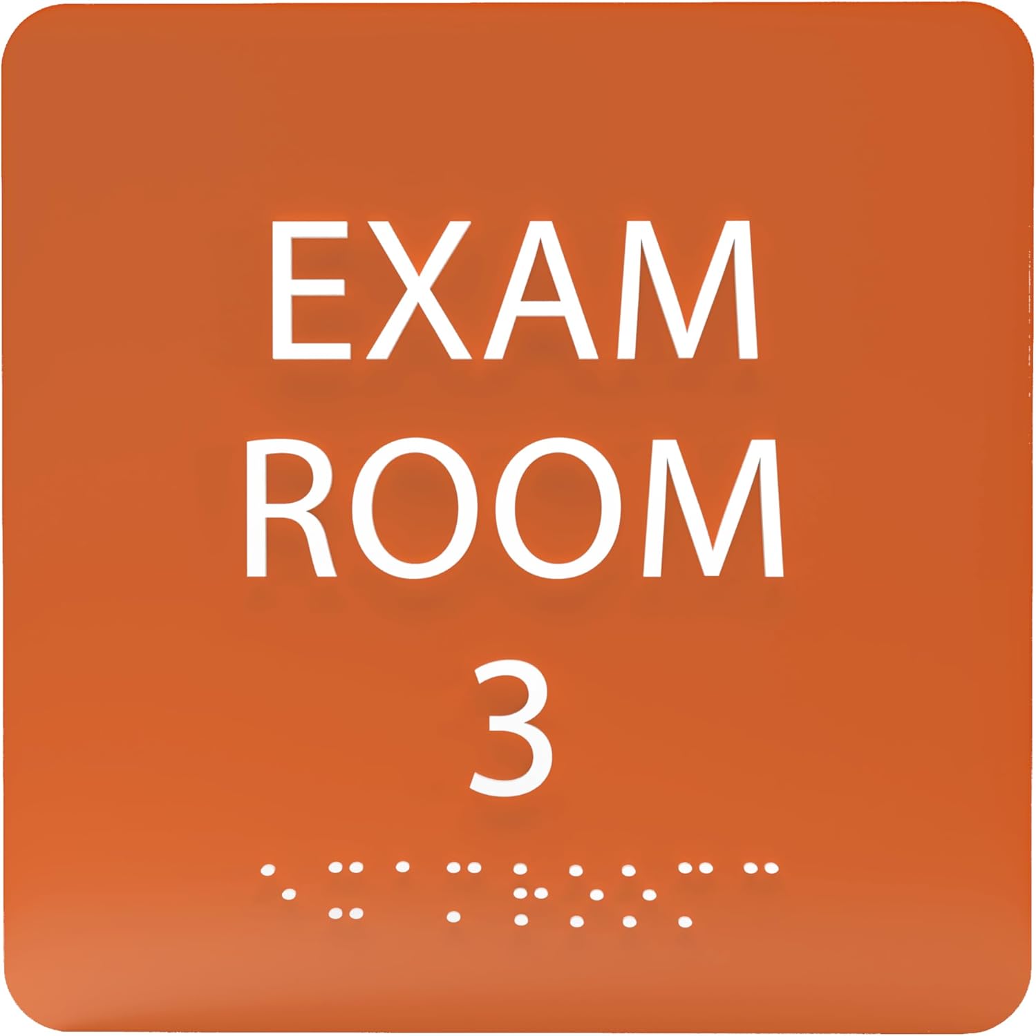 X Exam Room 3 Sign - Compliant Tactile Grade 2 Braille Text Wall ...