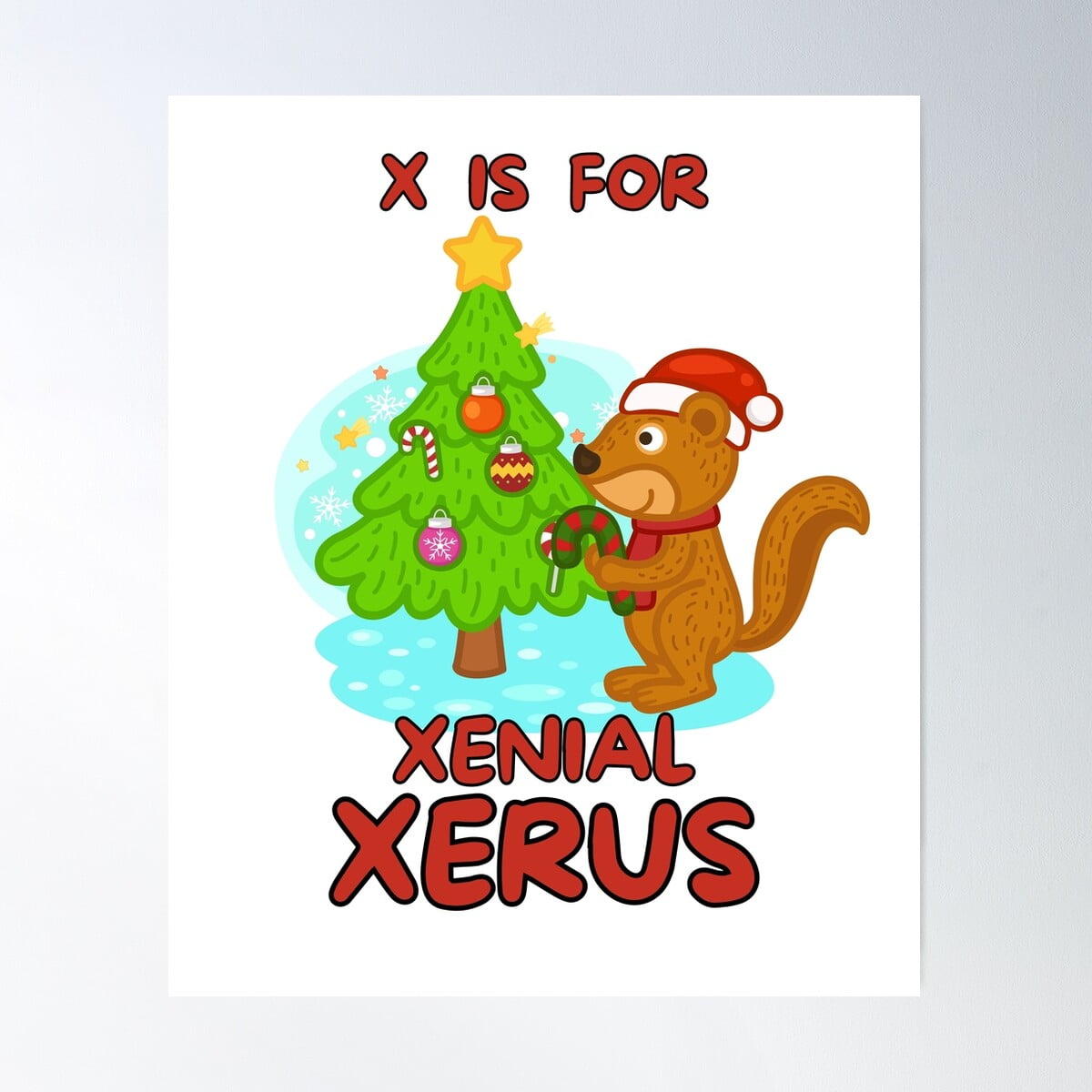 X Is For Xenial Xerus Alphabet Poster Wall Art, Modern Wall Decor For Living Room Bedroom, 16x24 ...