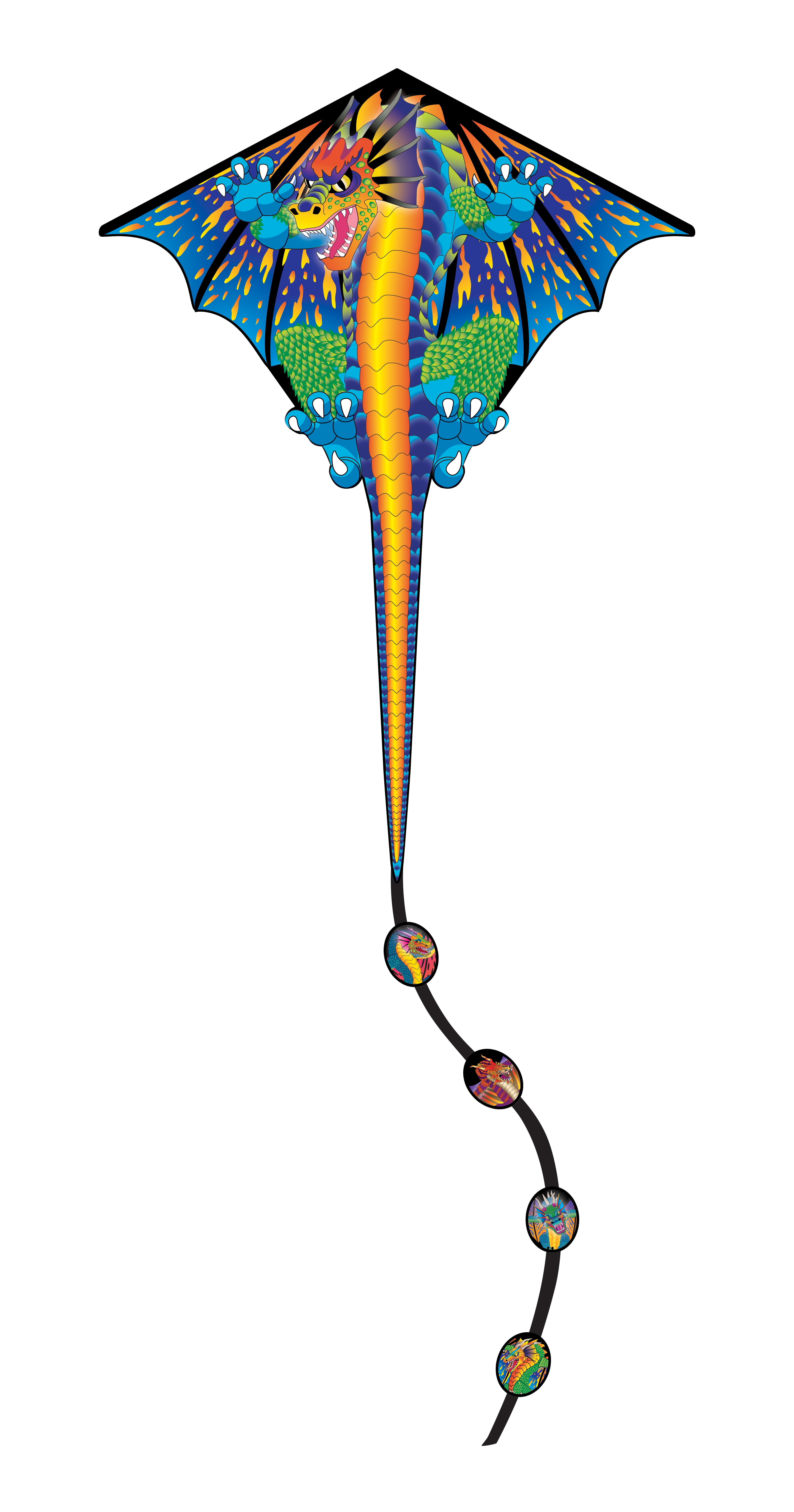 X Kites DLX Diamond Fiberglass Airframe Dragon Kite, Multicolor ...