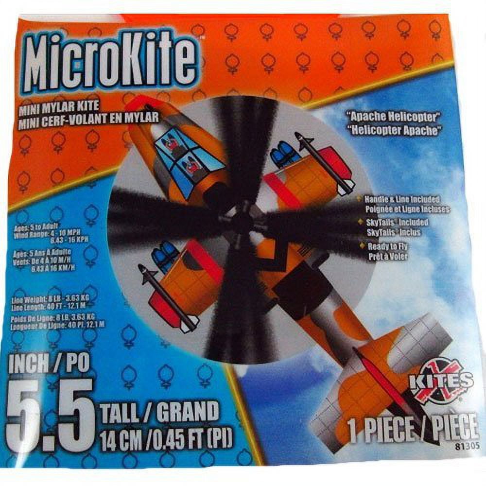 X Kites Microkite Mini Mylar 5.5inches Kite: Apache Helicopter ...