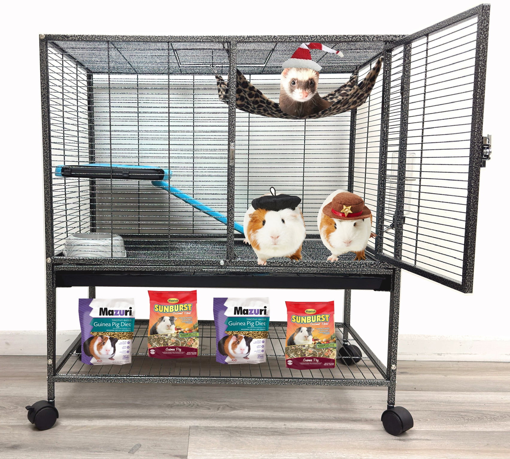 X-LARGE 2-Tiers Tight 1/2-Inch Bar Spacing for Guinea Pig Feisty Ferret ...