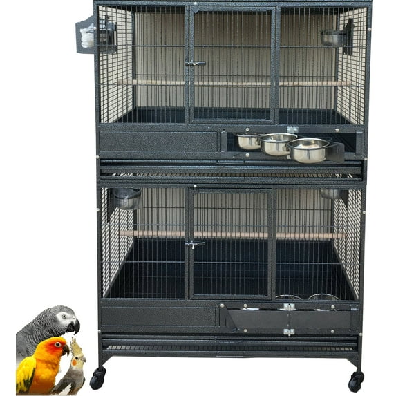 Mcage Extra Large 54 in Heavy Duty Wrought Iron Aviary Birdcage with ...