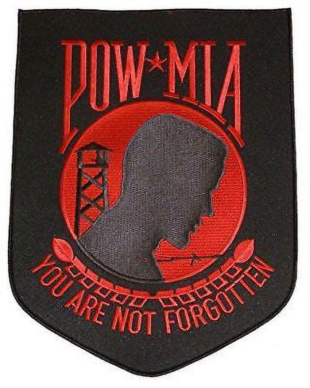 X-LARGE POW MIA PRISONER OF WAR MISSING IN ACTION BACK PATCH BLACK RED ...