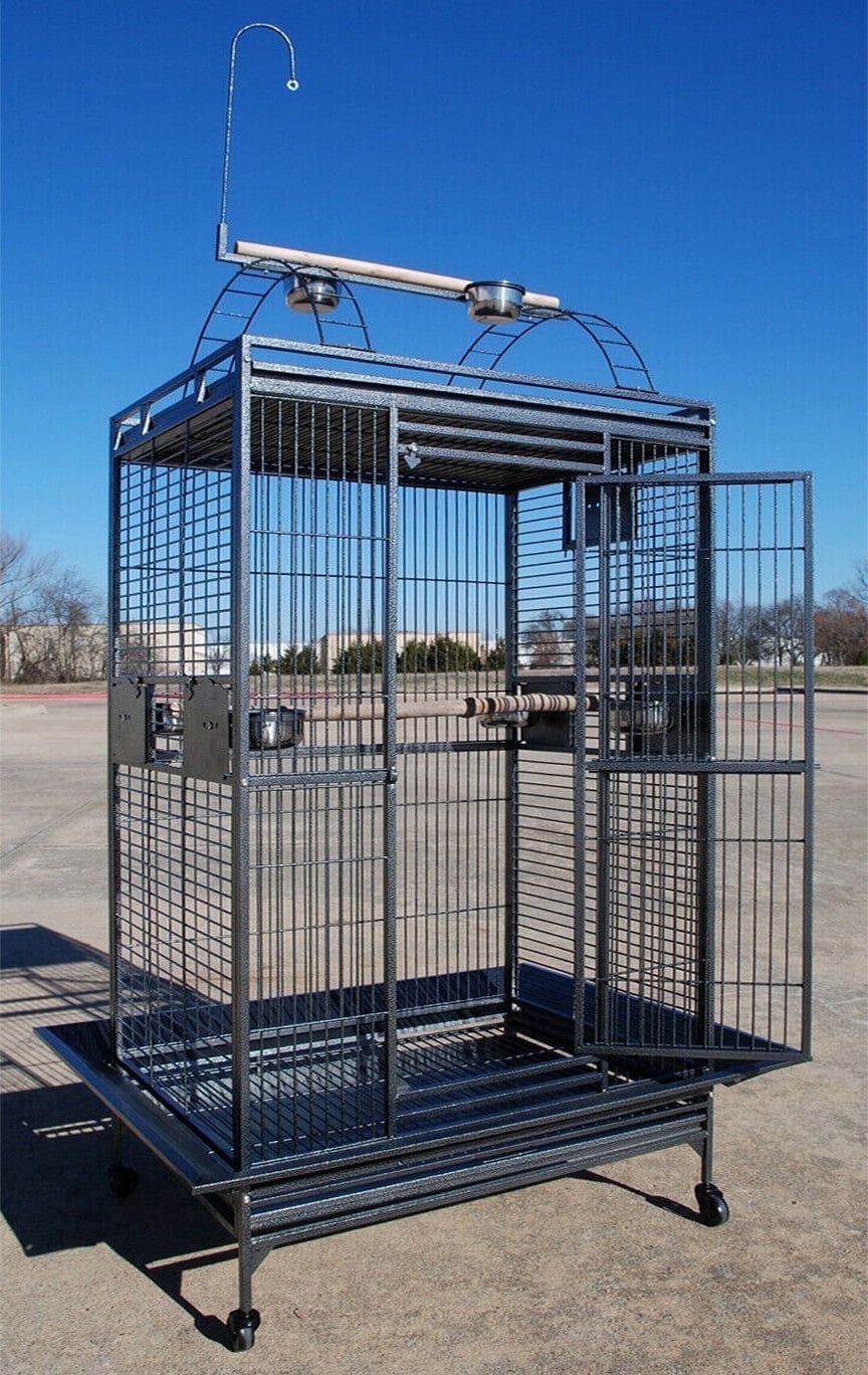 "X-Large 28"" x 22"" x 75""H Wrought Iron Bird Cage with Toy Hook ...