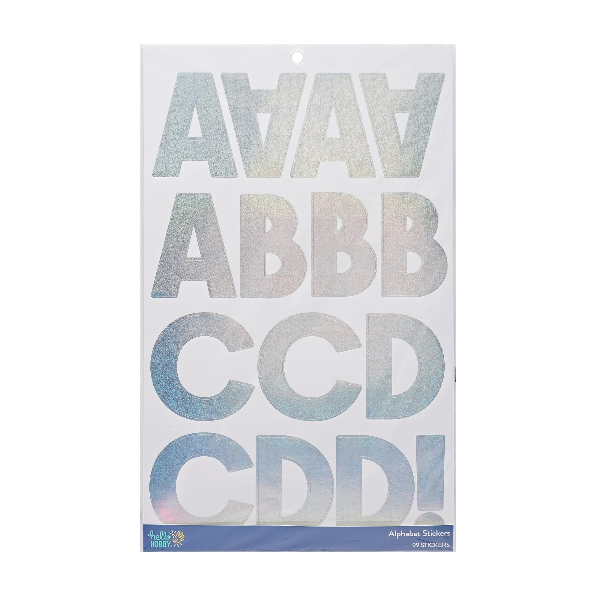 Hello Hobby Extra Large Silver Holographic Alphabet Stickers, 99 Count ...