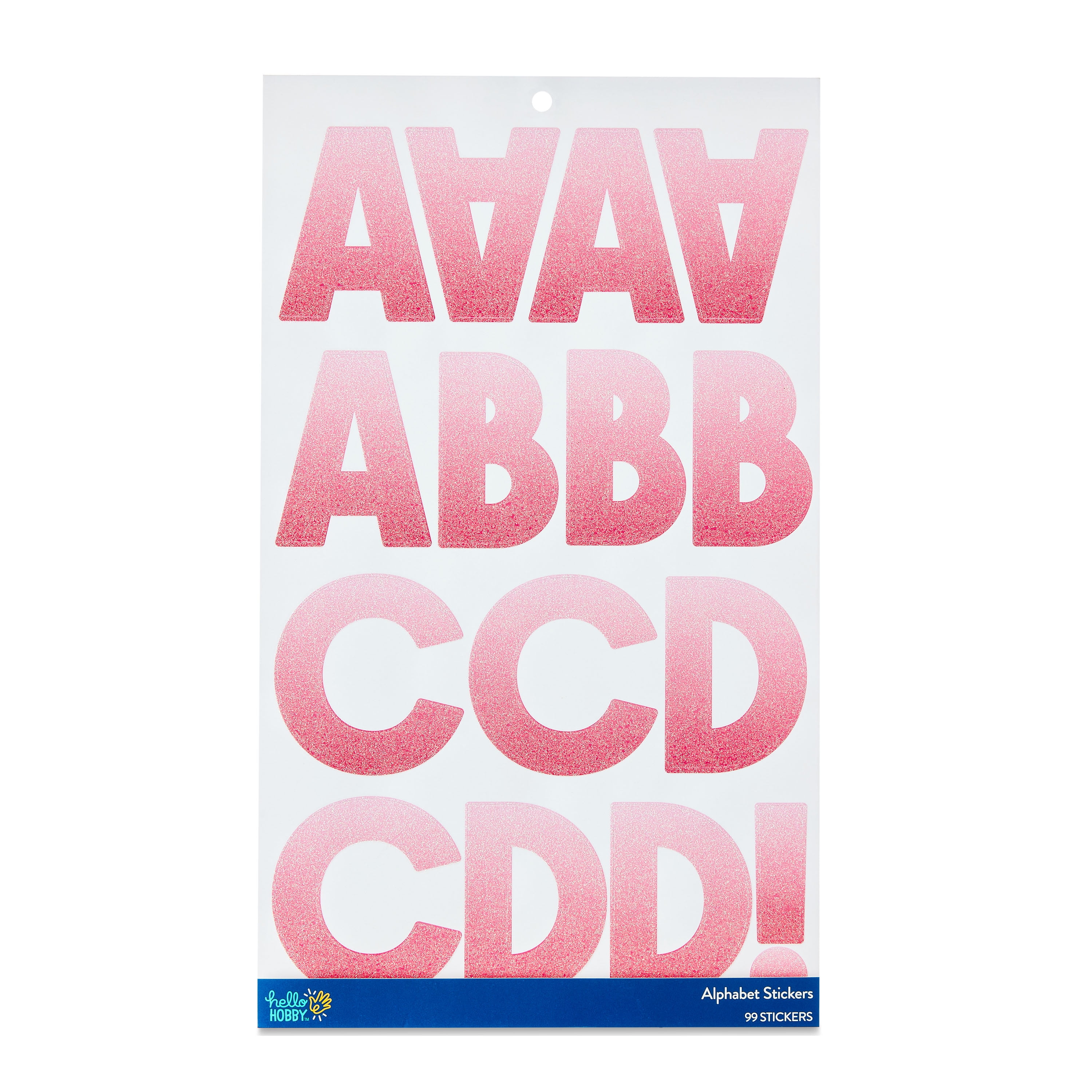 Hello Hobby Pink Glitter Alphabet Stickers 99 Count Large uppercase ...