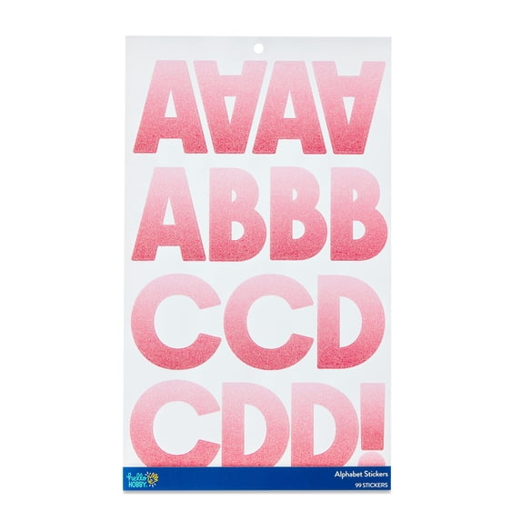 Hello Hobby Pink Glitter Alphabet Stickers 99 Count Large uppercase ...