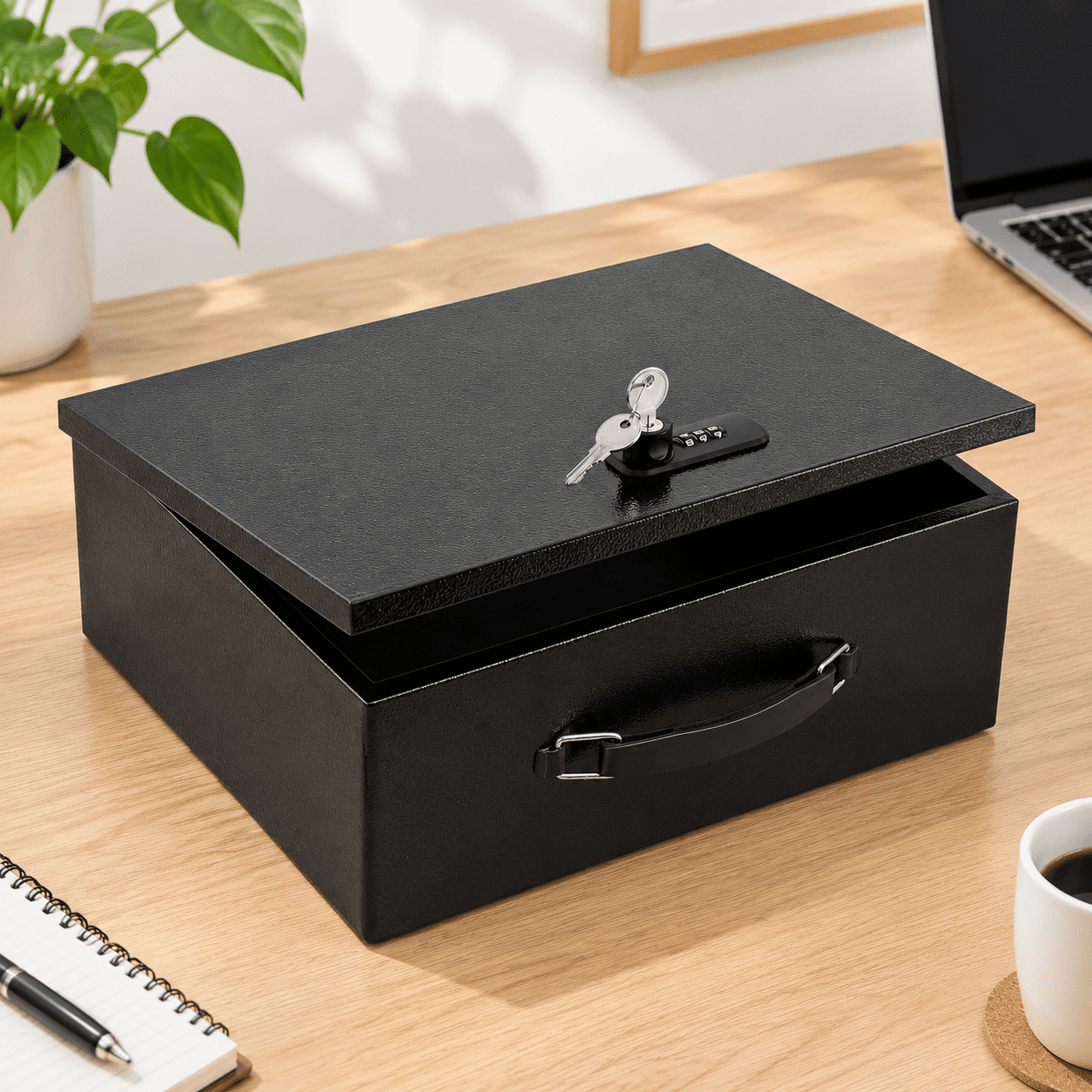 X-Large Black Dual Lock Fire Resistant Document Safe Storage Box ...