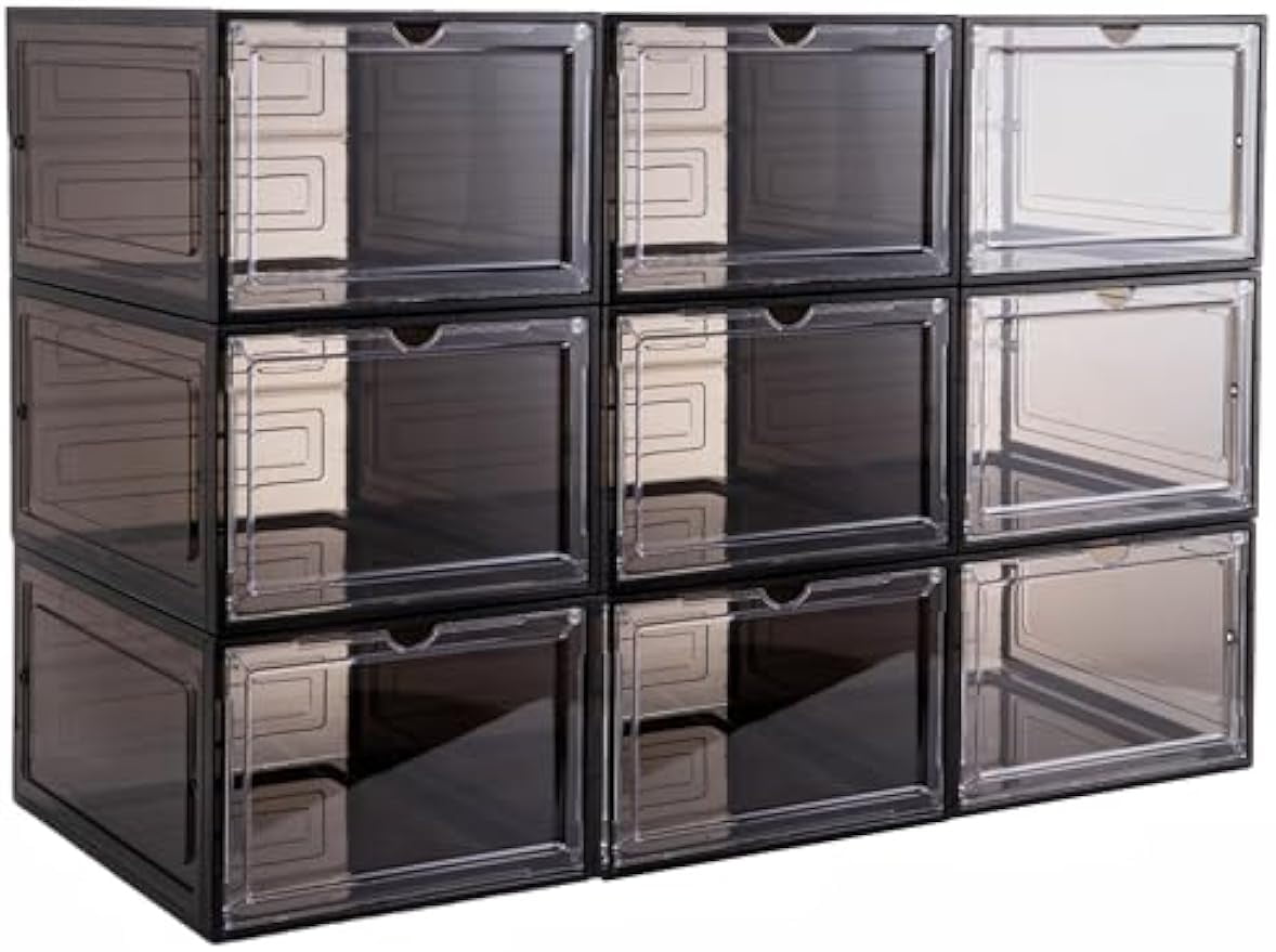 X-Large Clear Plastic Shoe Boxes - Stackable Shoe Organizer with ...