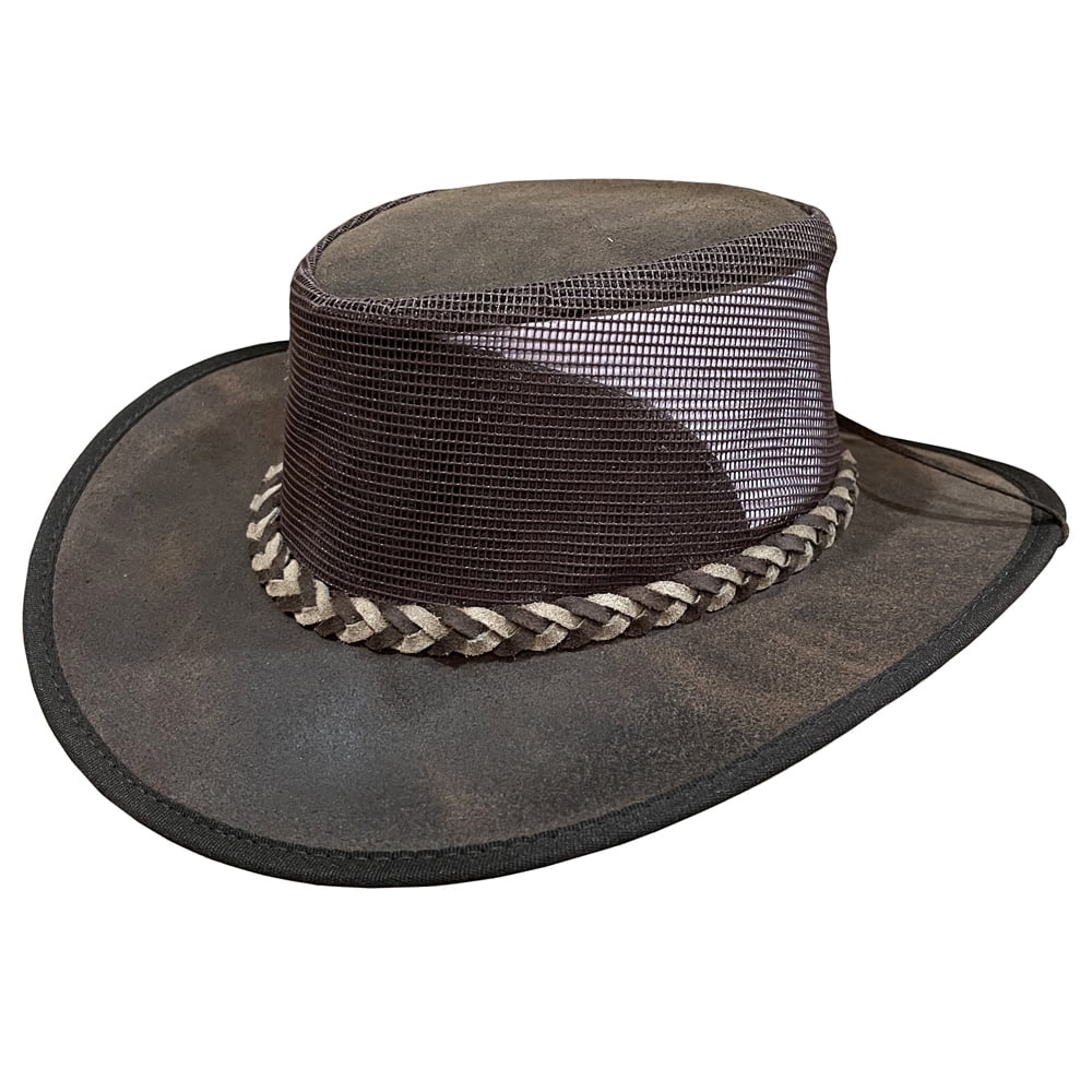 X Large Crazy Horse Cow Suede with Mesh Chocolate Brown Cowboy Hat ...