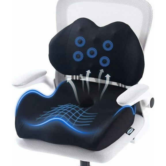 X Large Memory Foam Seat Cushion Lumbar Support Pillow for Sciatica ...