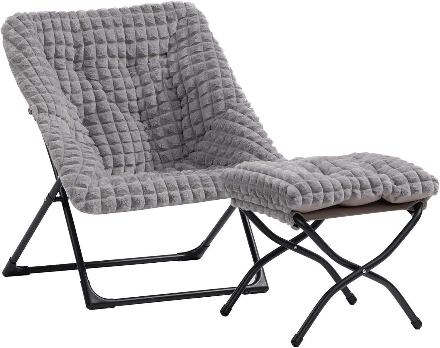 X-Large Saucer Chair with Foldable Ottoman, Comfy Oversized Folding ...