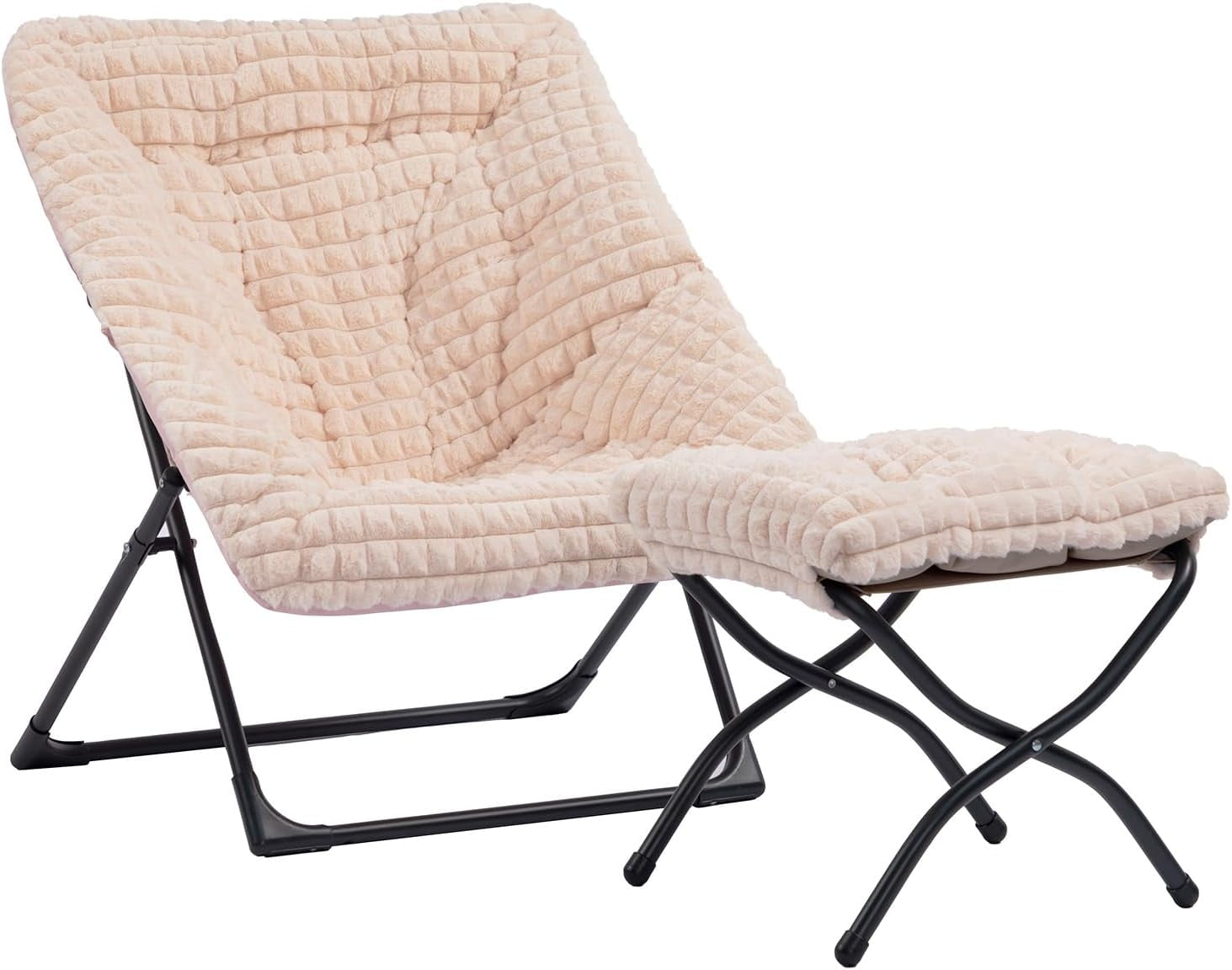 X-Large Saucer Chair with Foldable Ottoman, Comfy Oversized Folding ...