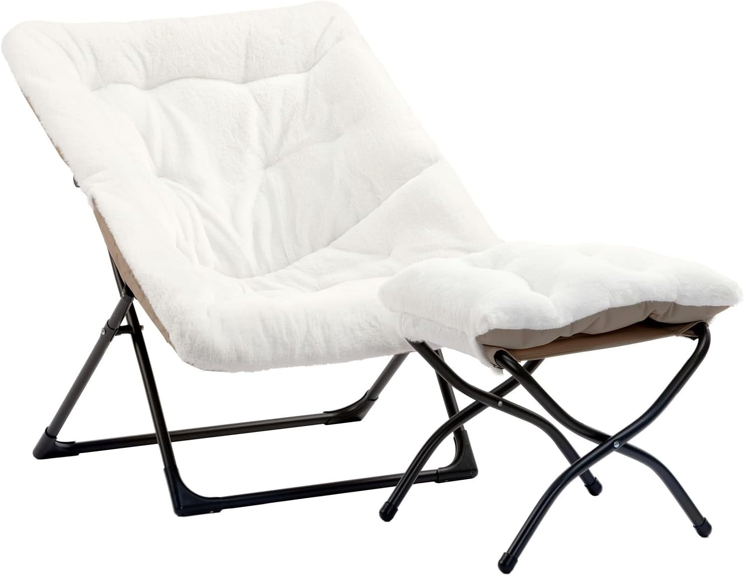 X-Large Saucer Chair with Foldable Ottoman, Comfy Oversized Folding ...