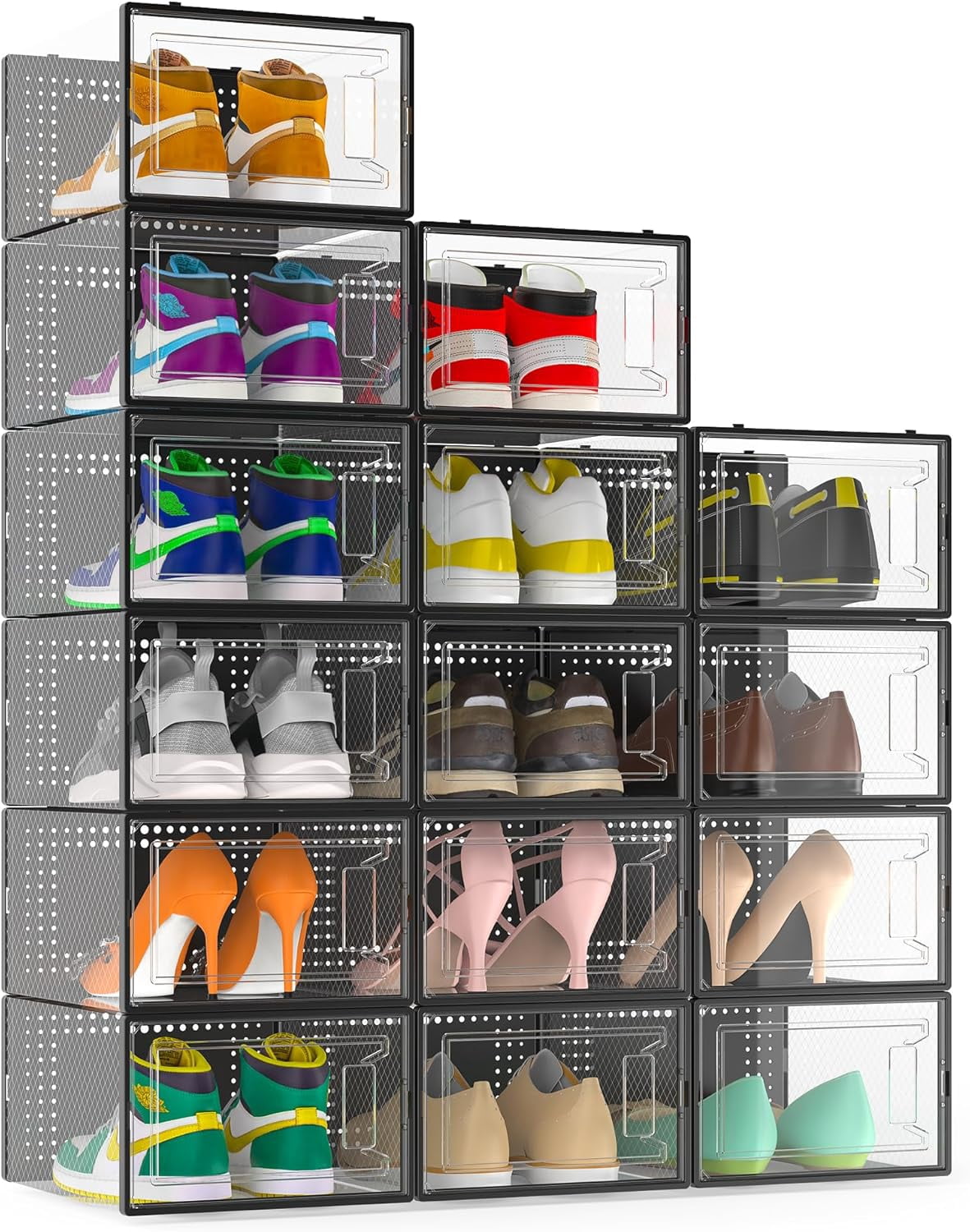 X Large Shoe Organizer Storage Boxes for Closet, Modular Space Saving ...