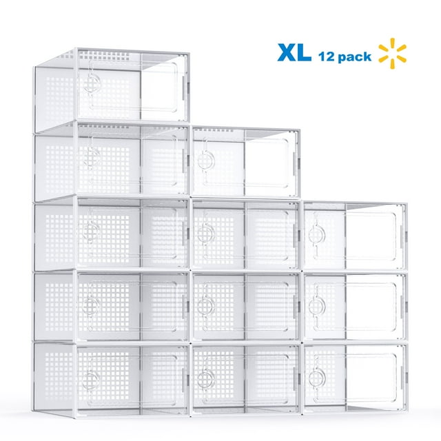 X-Large Shoe Storage Boxes,12 Pack Shoe Storage Organizer,Clear ...