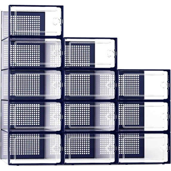 X-Large Shoe Storage Boxes Organizers Clear Plastic Stackable 12 Pack ...