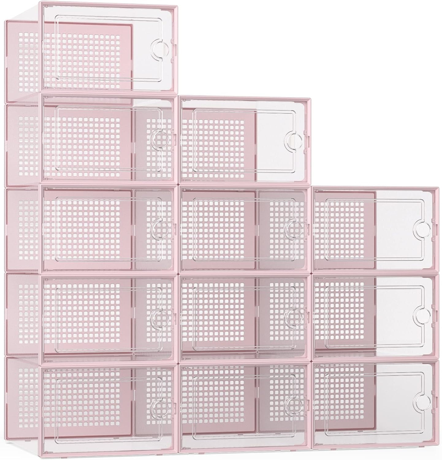 X-Large Shoe Storage Boxes Organizers Clear Plastic Stackable 12 Pack ...